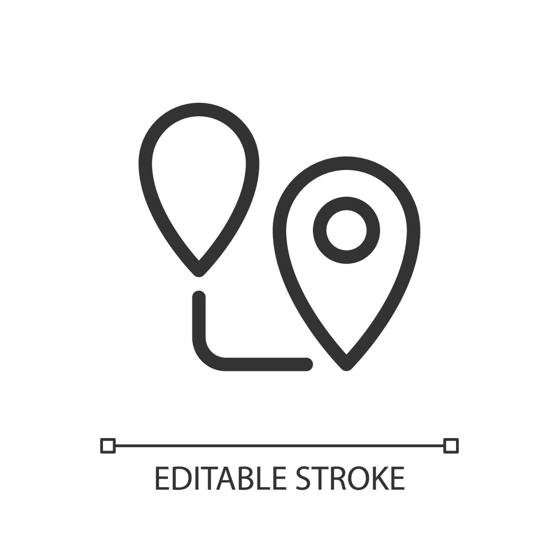 Planning Route Pixel Perfect Linear Ui Icon Gps Navigation Distance
