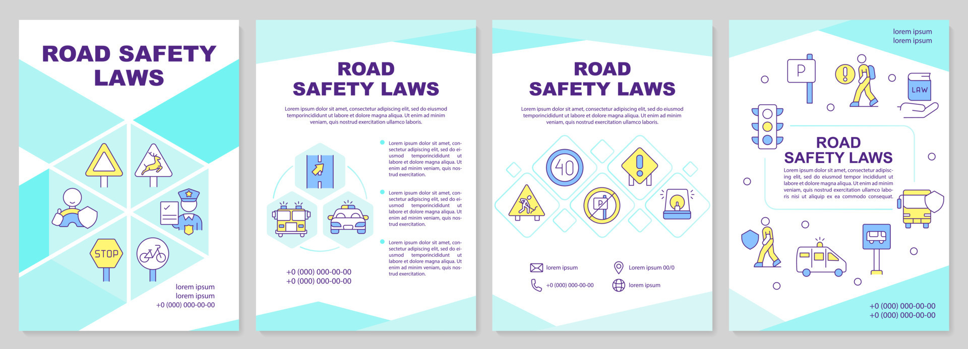 Road safety laws brochure template. Driving regulations. Leaflet design ...