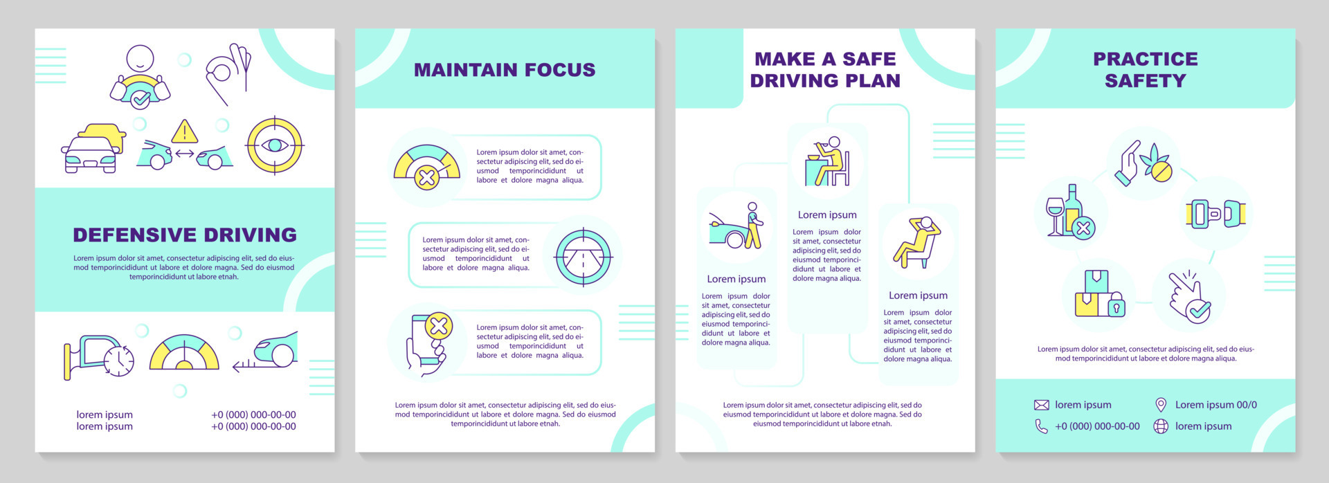Driving safety brochure template. Road rules. Leaflet design with ...