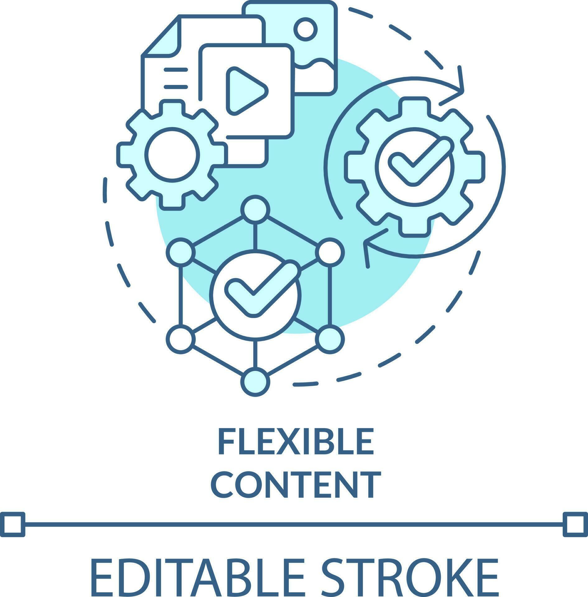 Flexible content turquoise concept icon. Format changing ability. Data ...