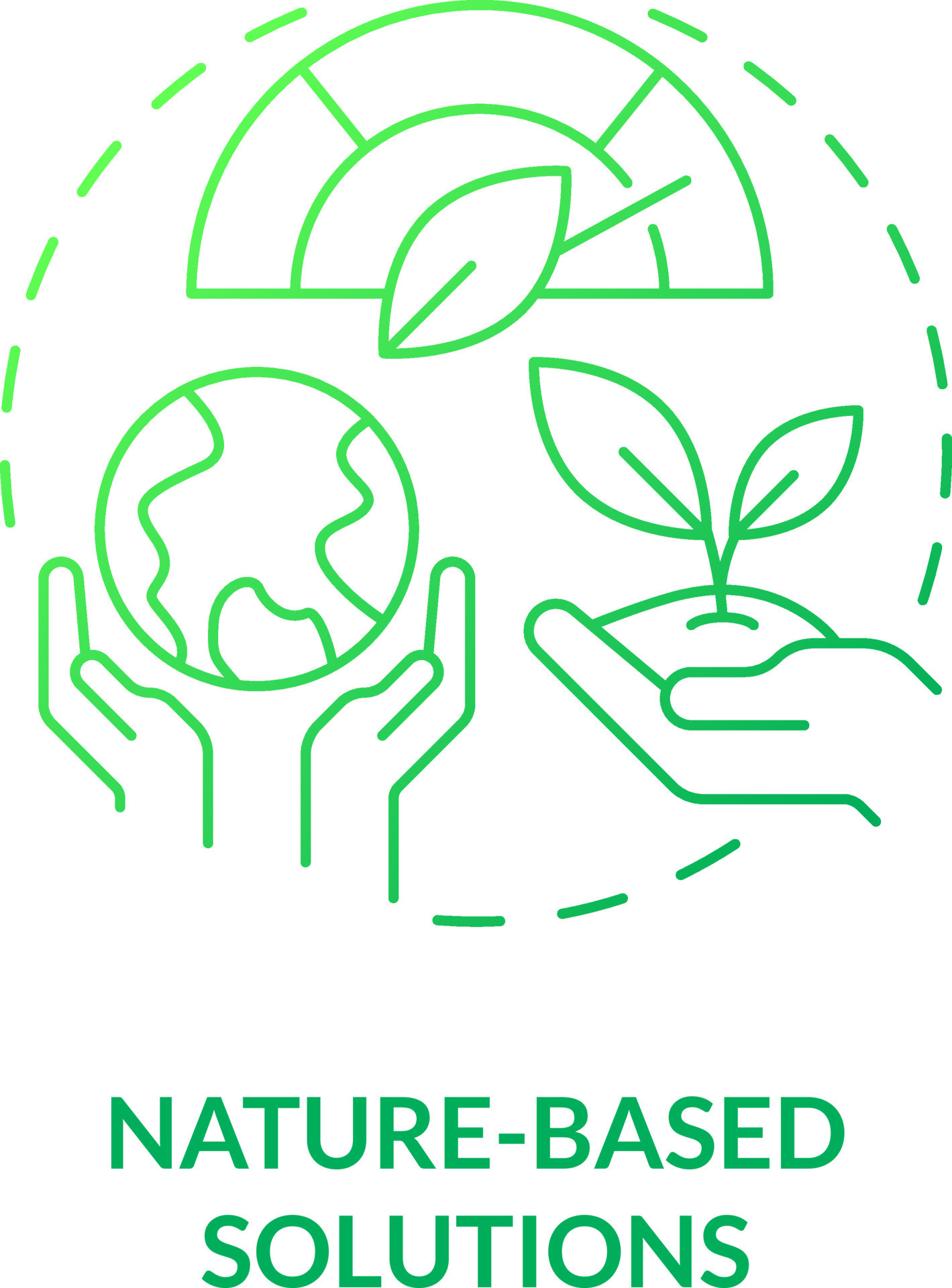 Nature based solutions green gradient concept icon. Dealing with pollutions. Global net zero ...