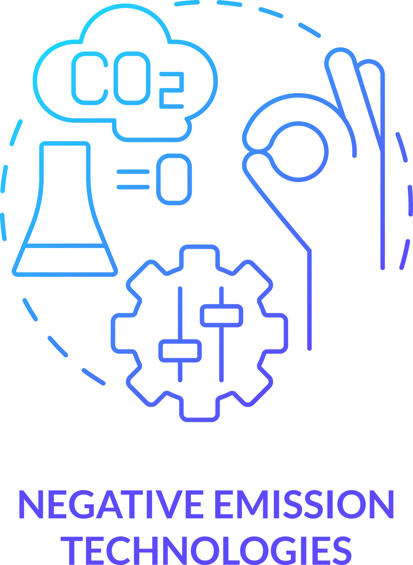 Negative Emission Technologies Blue Gradient Concept Icon