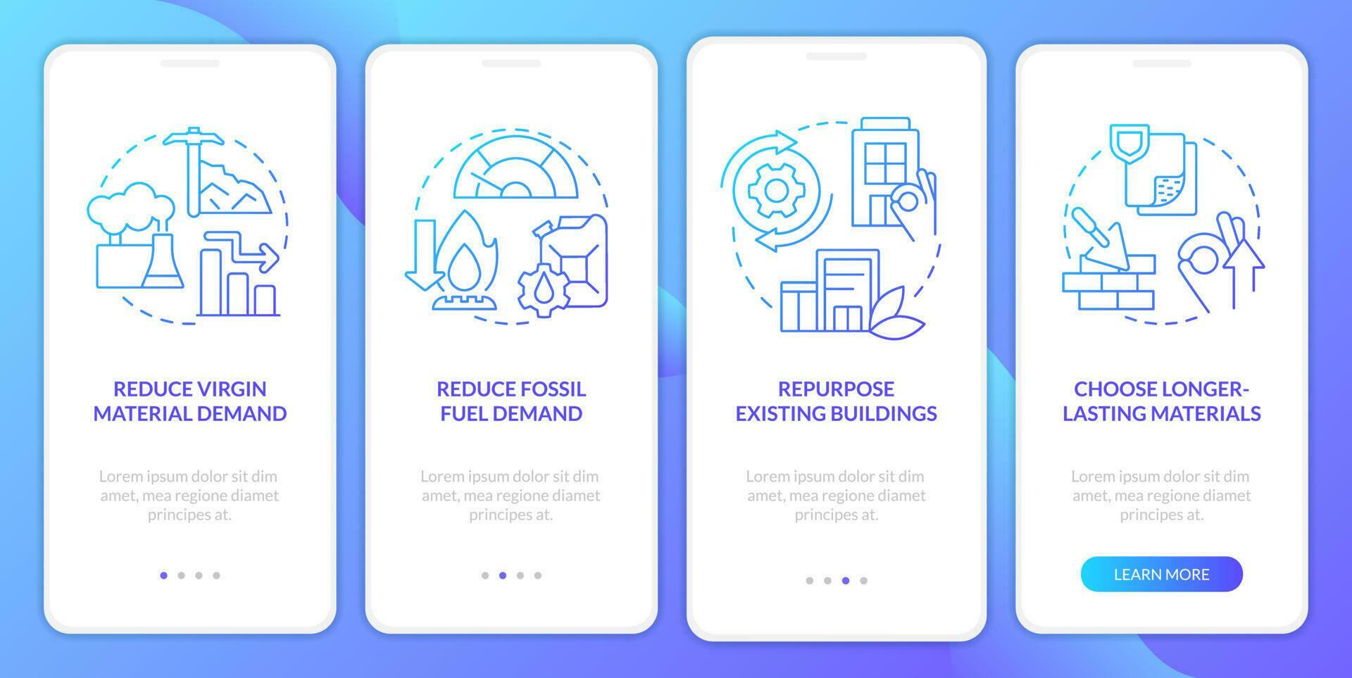 Net Zero Strategies Blue Gradient Onboarding Mobile App Screen Decarbonization Walkthrough 4