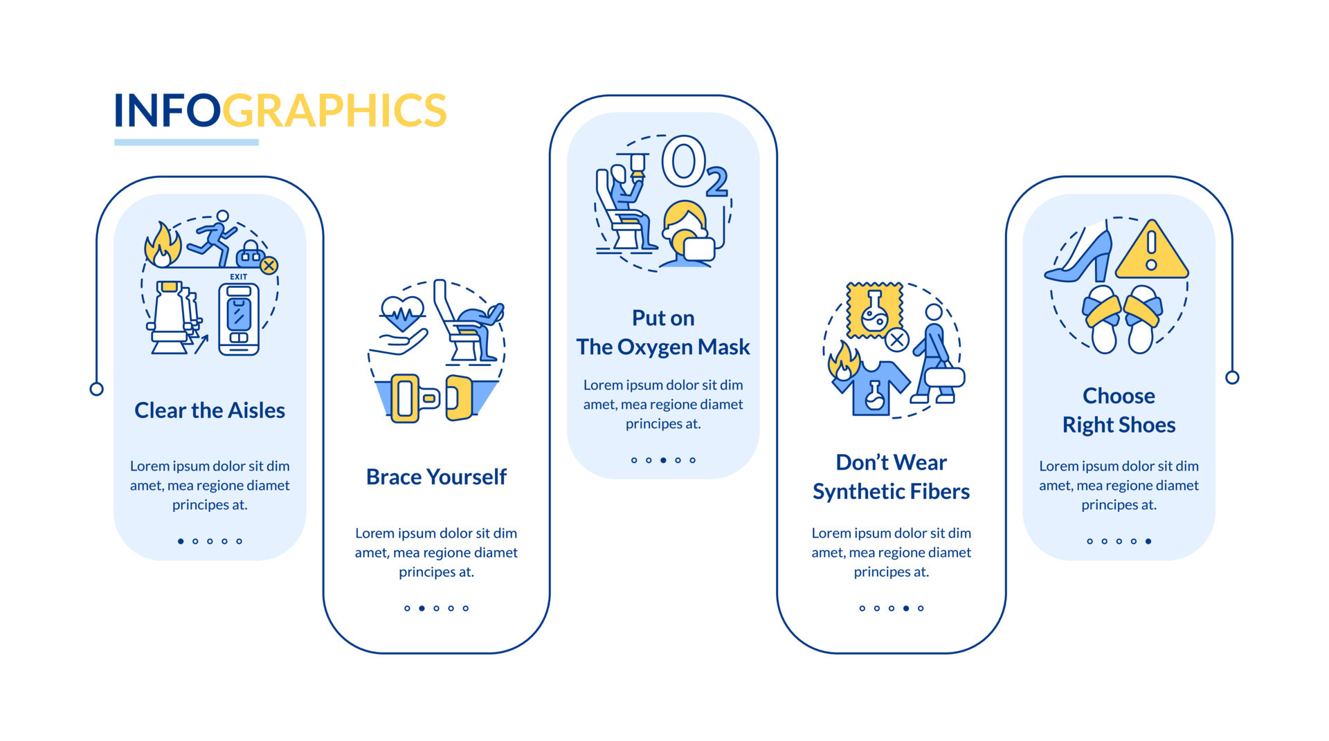Surviving air accident rectangle infographic template. Oxygen mask. Data visualization with 5 ...