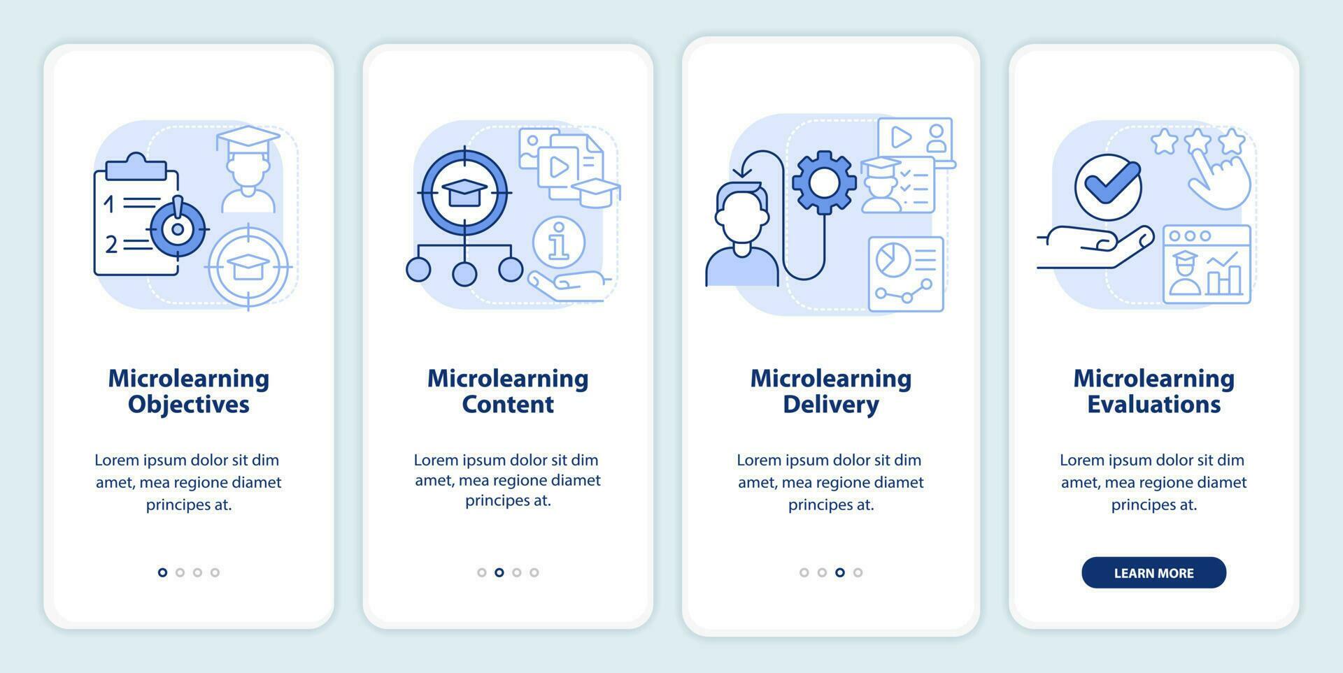 Microlearning Components Light Blue Onboarding Mobile App Screen