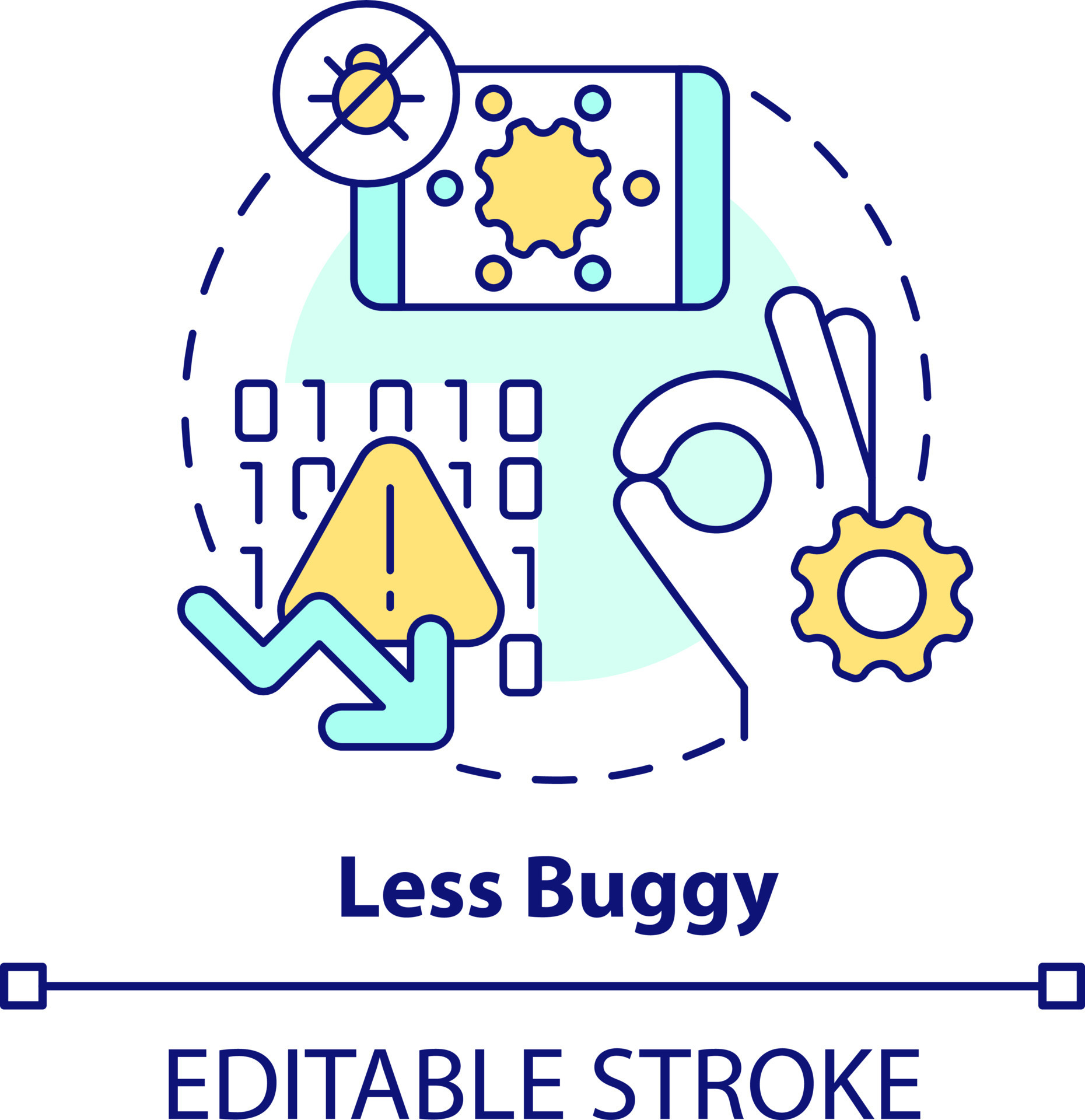 Less Buggy Concept Icon Simple Website Code Advantage Of Mobile First Design Abstract Idea