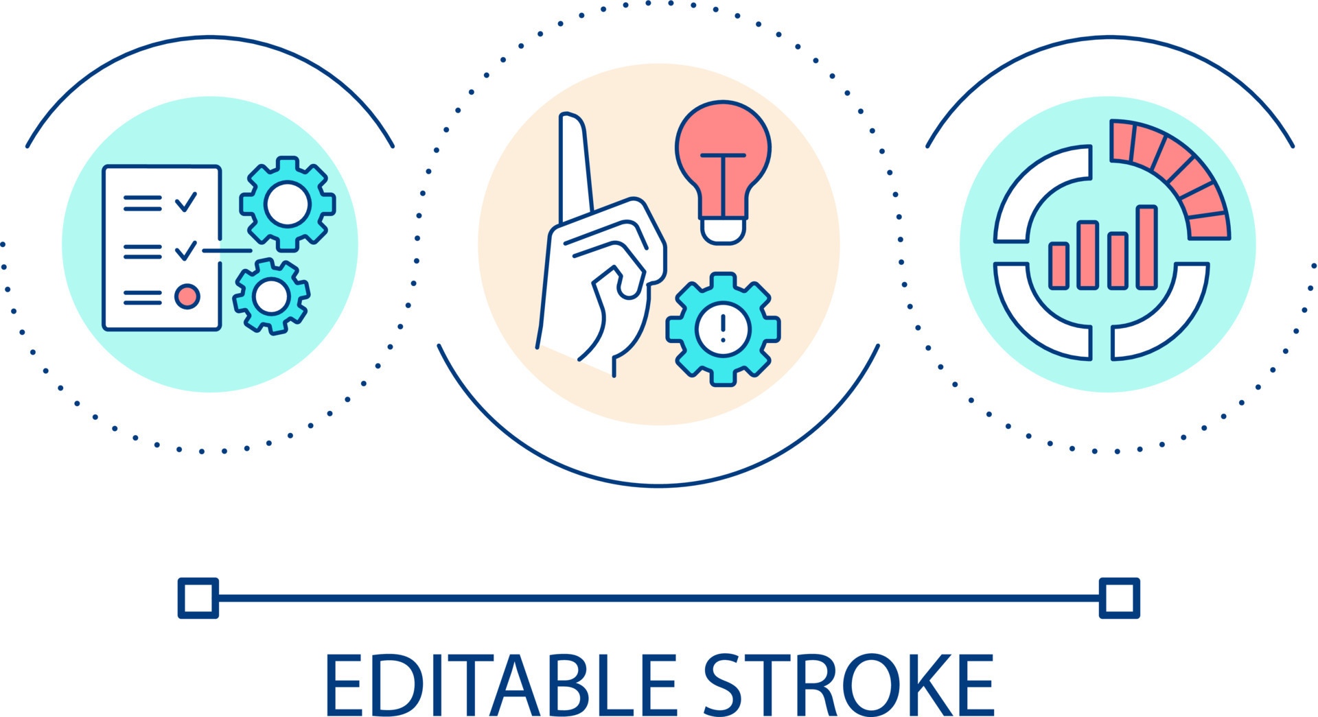 Analyse and improve loop concept icon. Business process development. Experience and ideas ...