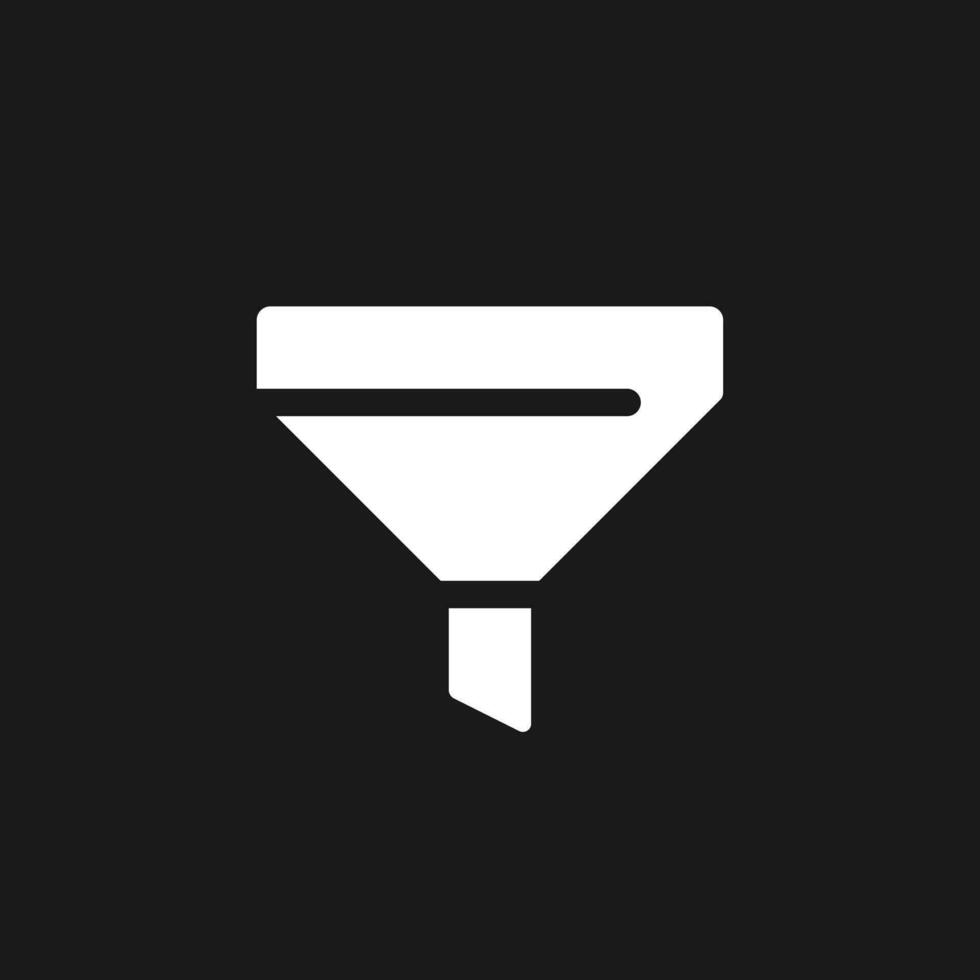 Funnel dark mode glyph ui icon. Customer journey. Making purchase. User interface design. White ...