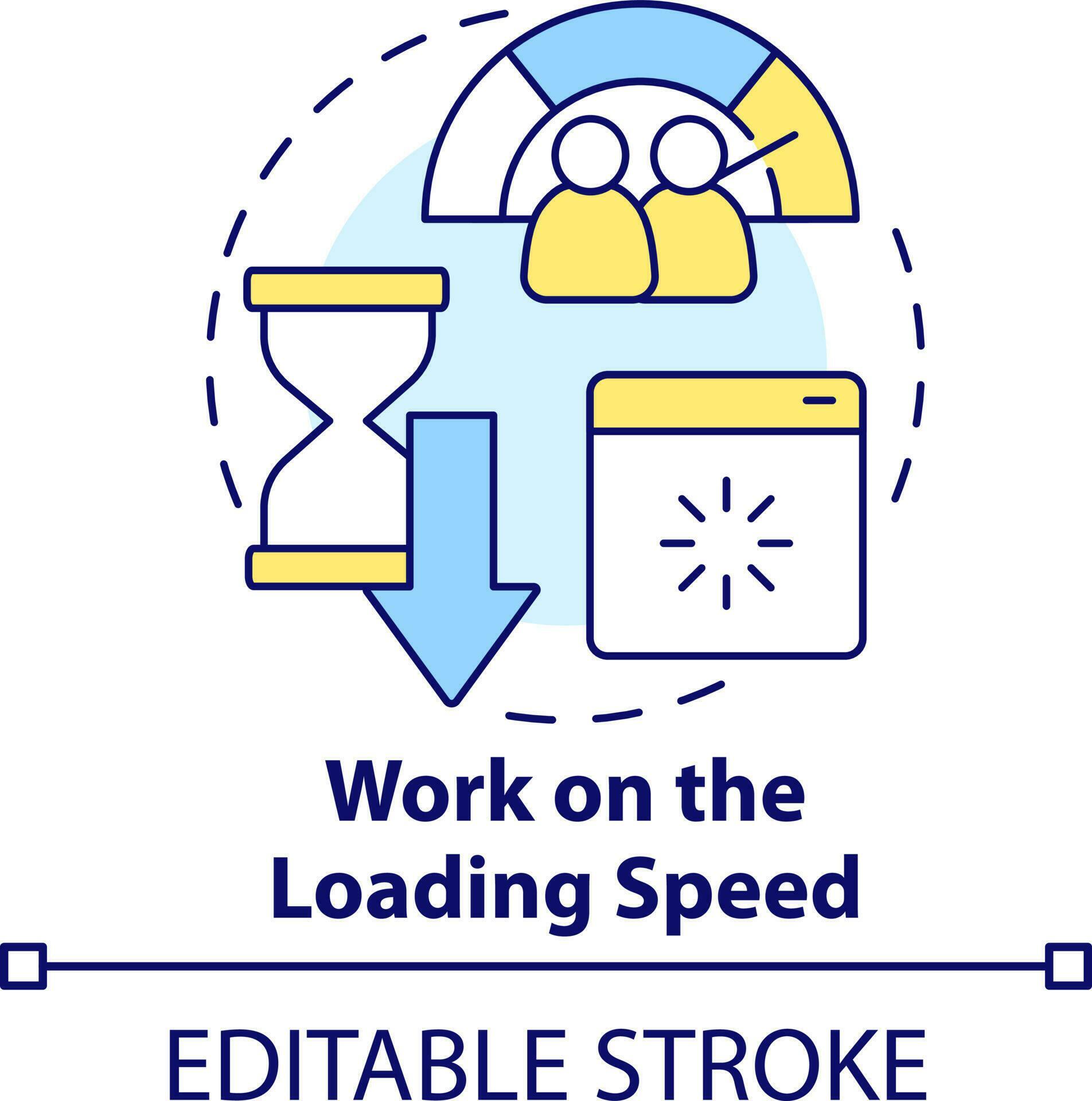Work on loading speed concept icon. User experience. Mobile first key ...