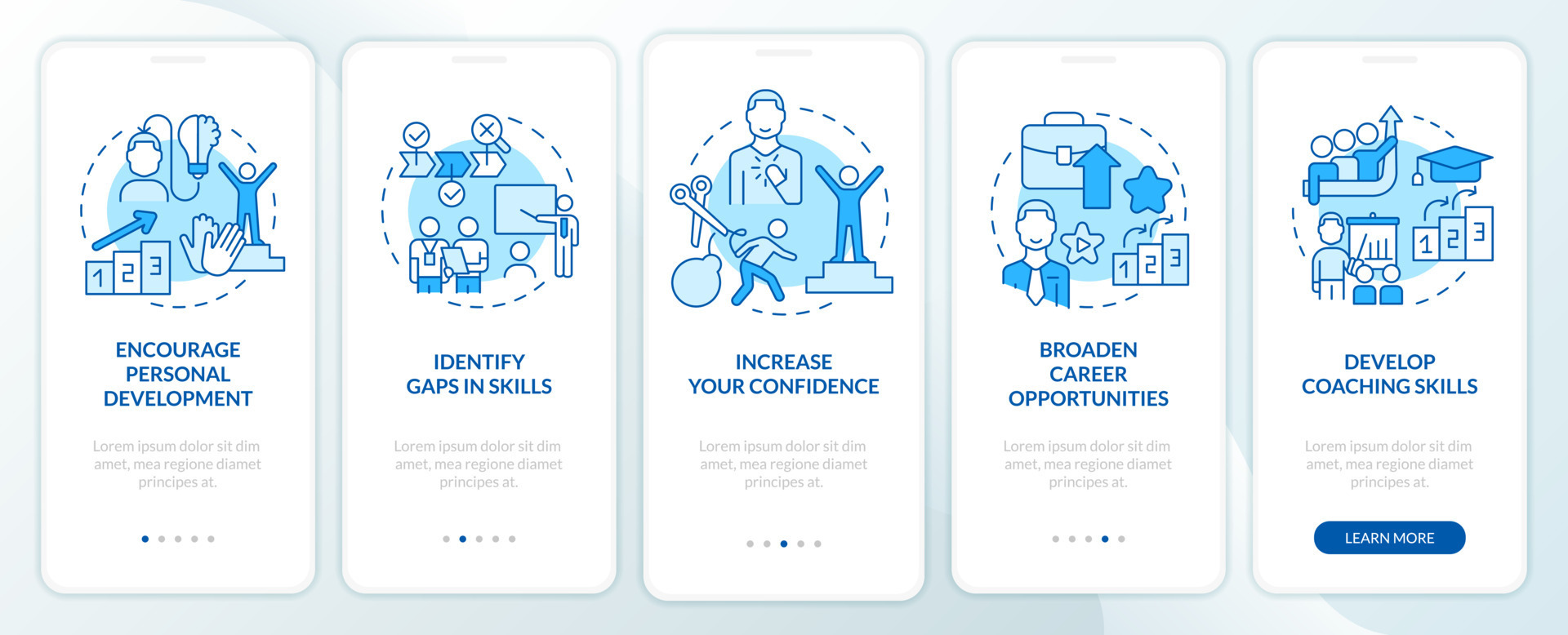 Mentoring Relationship Goals Blue Onboarding Mobile App Screen