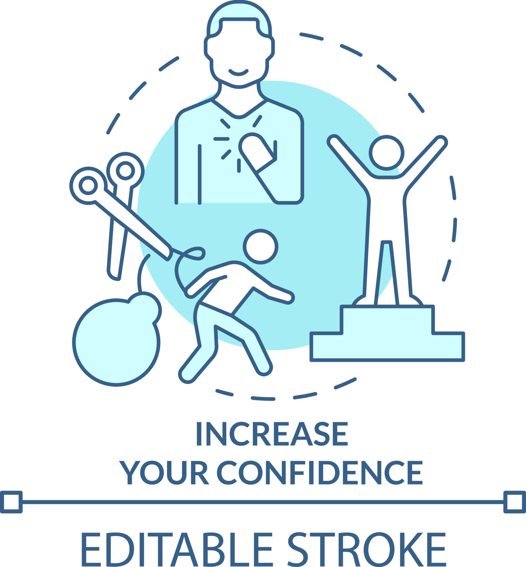 Increase confidence turquoise concept icon. Mentoring relationship ...