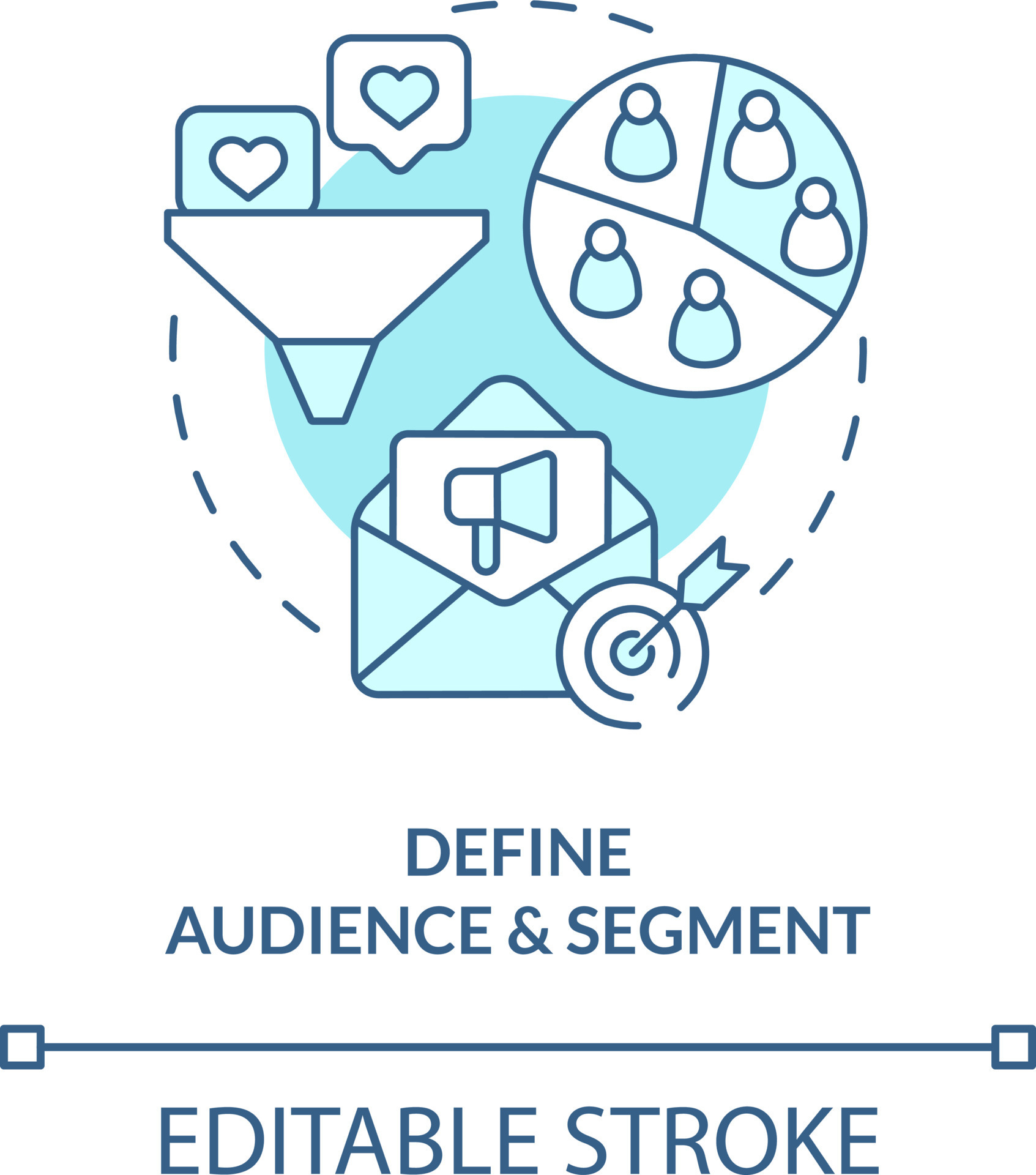 Define Audience And Segment Turquoise Concept Icon Lead Nurturing