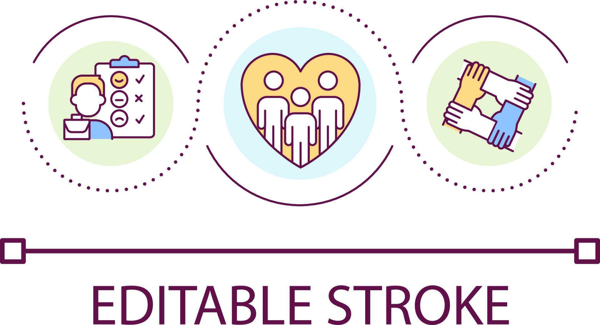 Supportive environment in workplace loop concept icon. Assess employee ... Supportive environment in workplace loop concept icon. Assess employee ...