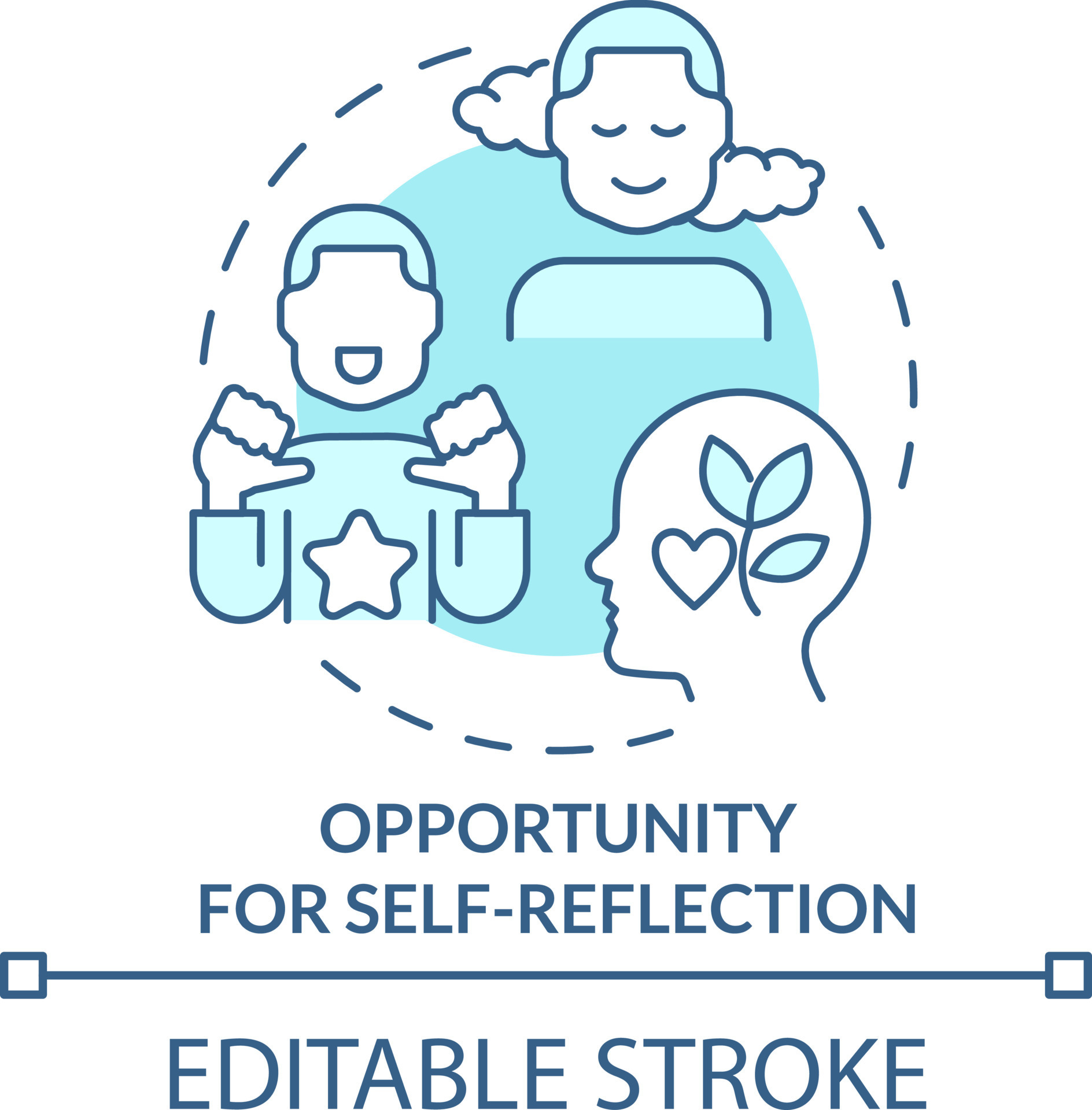 Opportunity for self-reflection turquoise concept icon. Benefit for ...