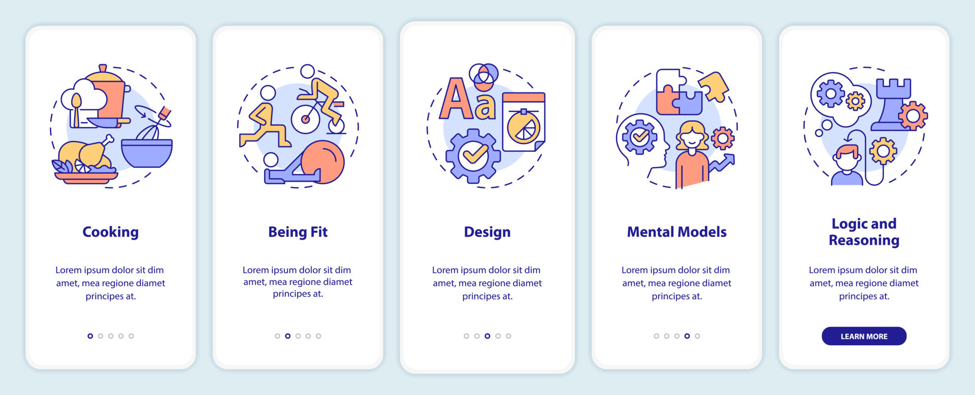 Life Skills Onboarding Mobile App Screen Abilities And Talents