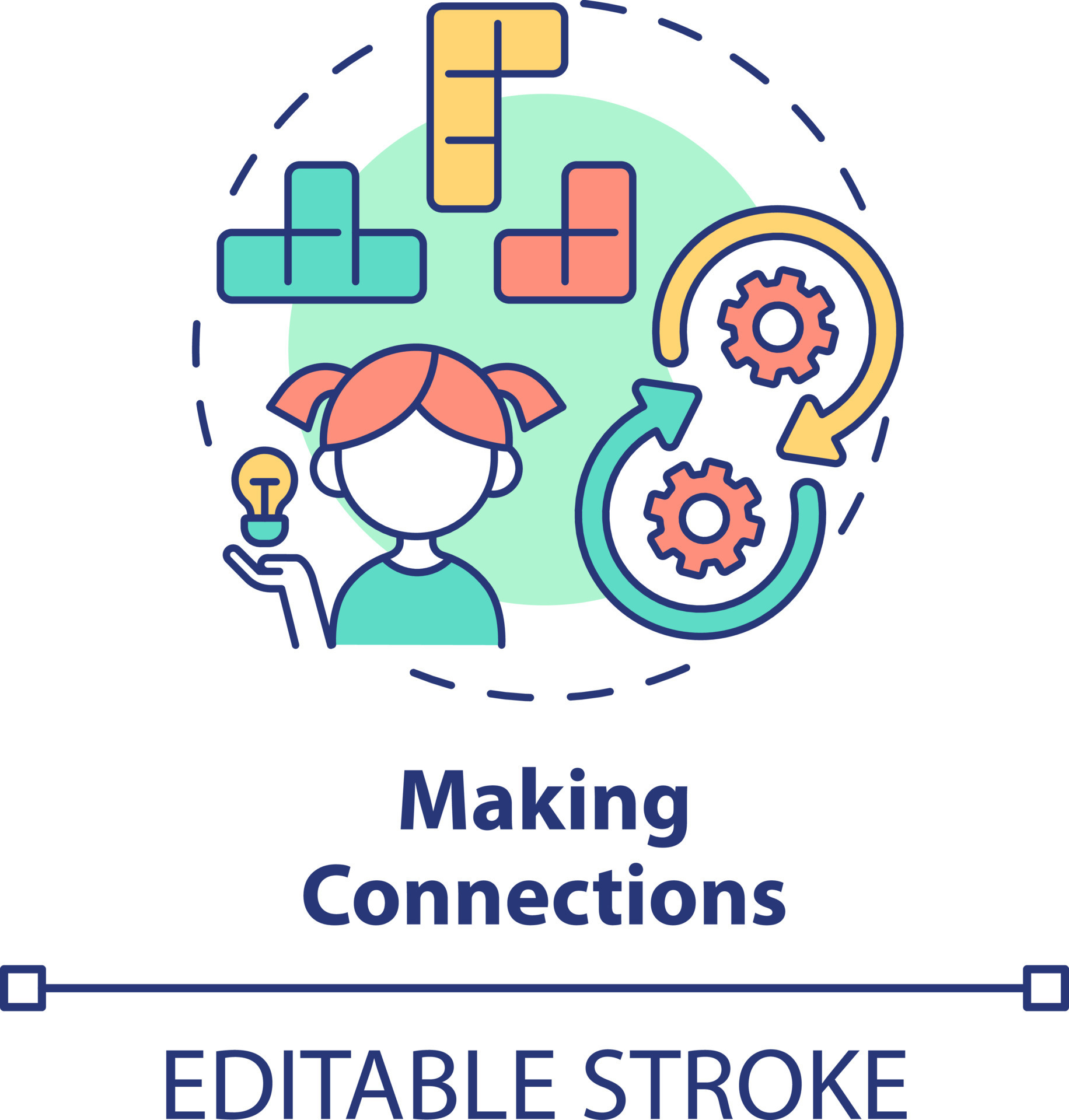 haciendo conexiones concepto icono. básico vida habilidad para niño ...