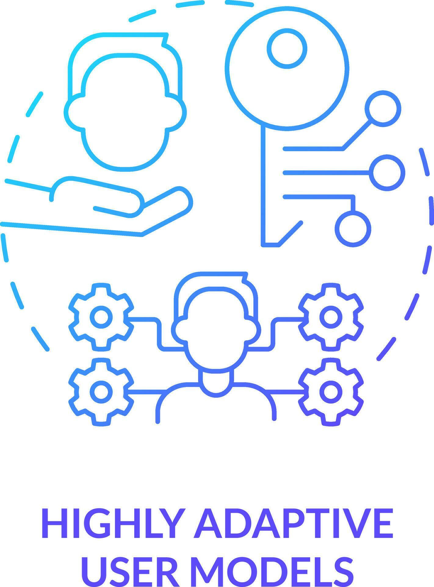 Highly Adaptive User Models Blue Gradient Concept Icon Human Computer