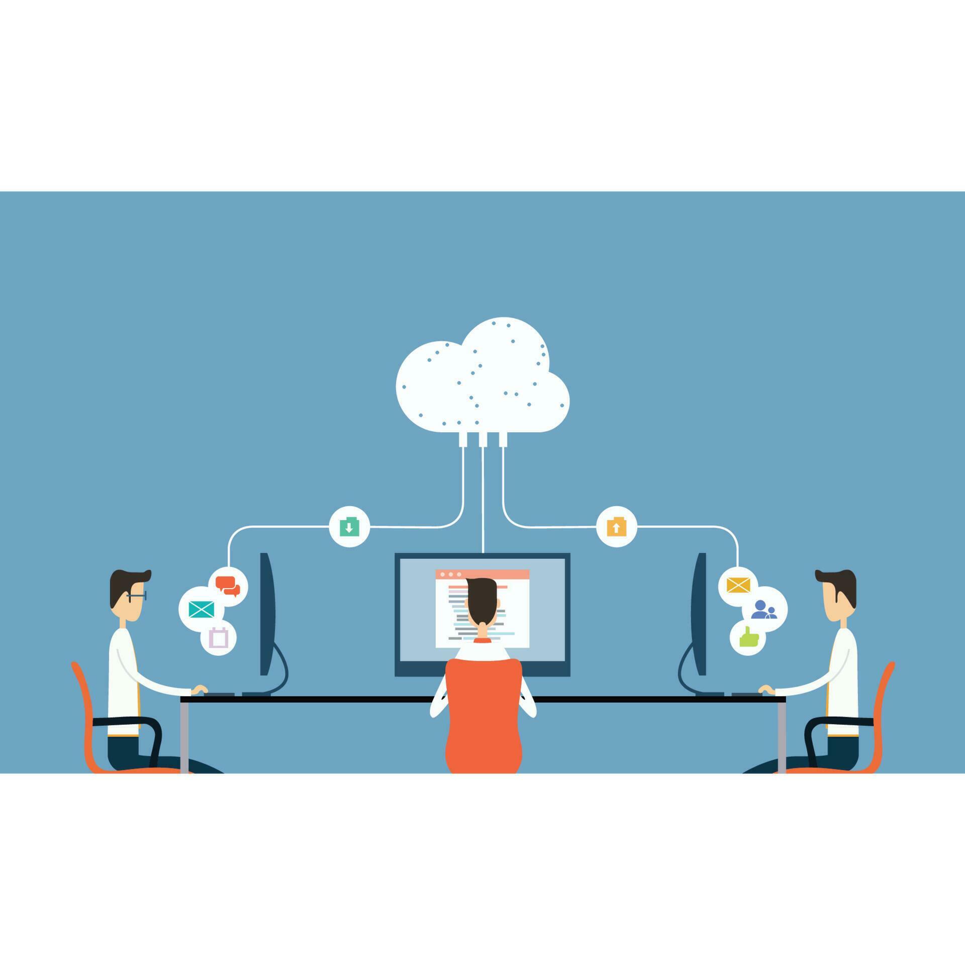 Illustration of Programmer. Vector Icon Cartoon, Isolated on Blue ...