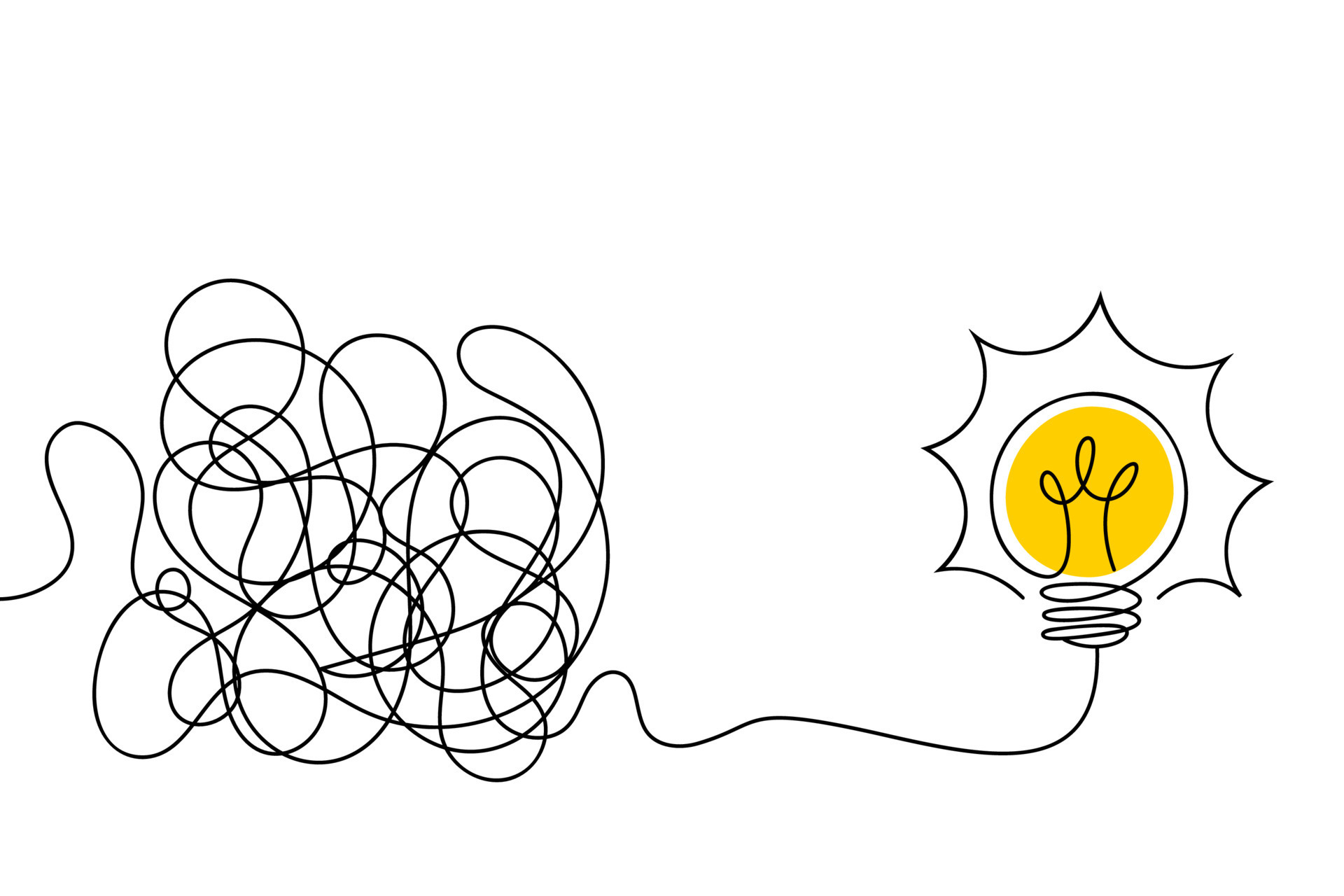 Lightbulb With Tangled Lines Problem Solving And Brainstorming Idea Concept Vector