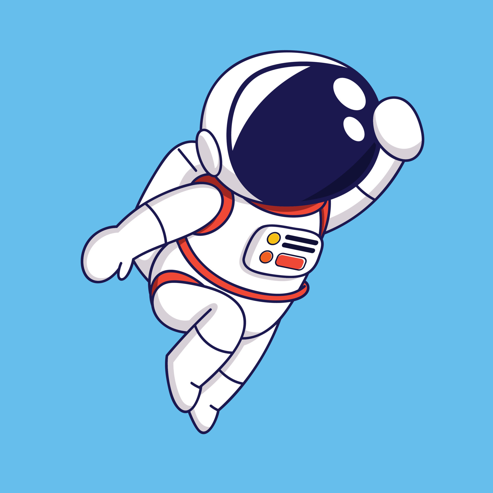 Cute Cartoon Astronaut Flying In Space Cartoon Vector Illustration On Blue Background 24053877