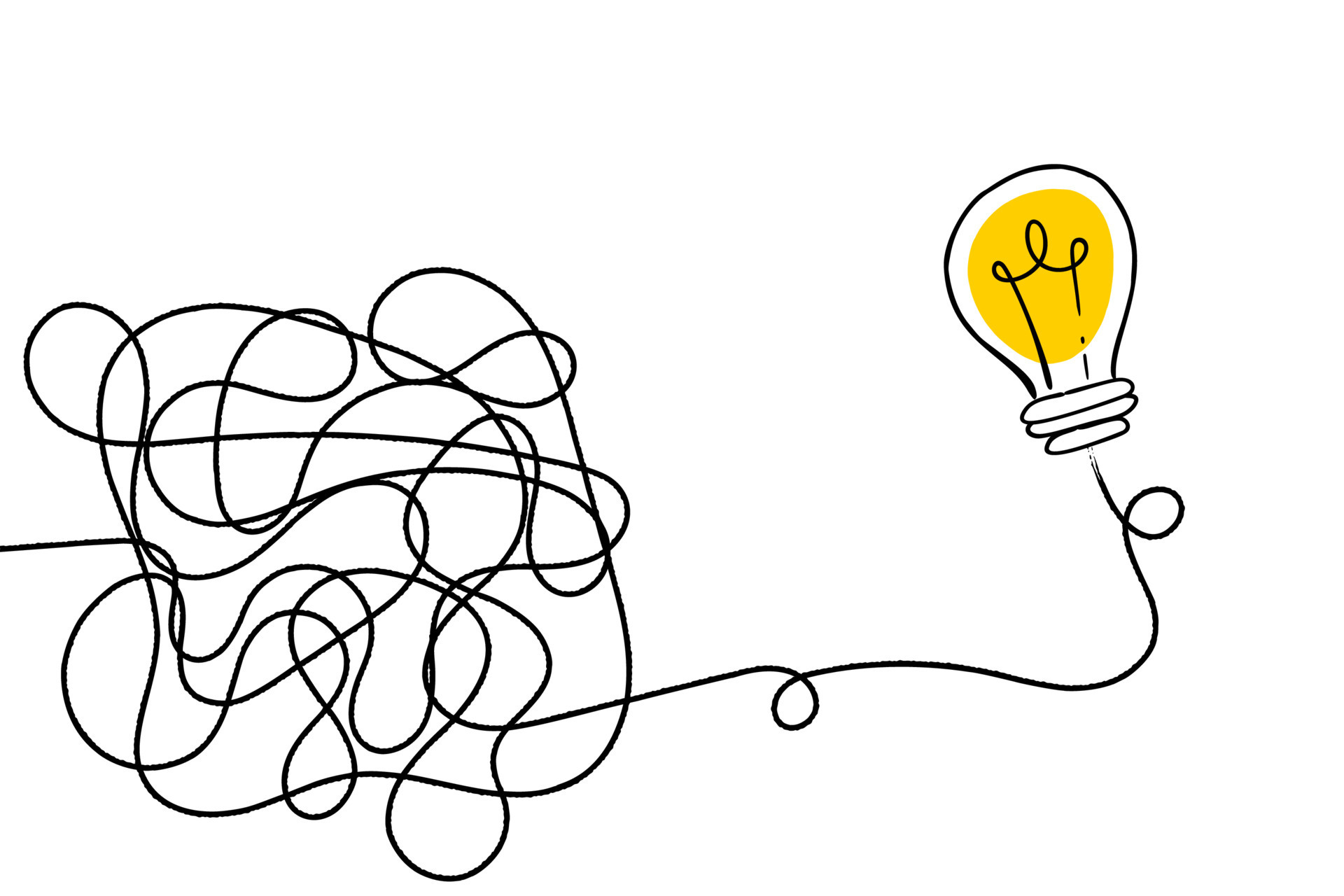 Lightbulb with tangled lines. Problem solving and brainstorming Idea ...