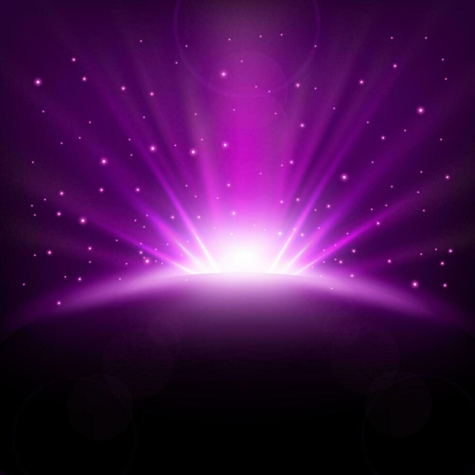 Violet Rays rising background with sparkles, Vector Illustration ...