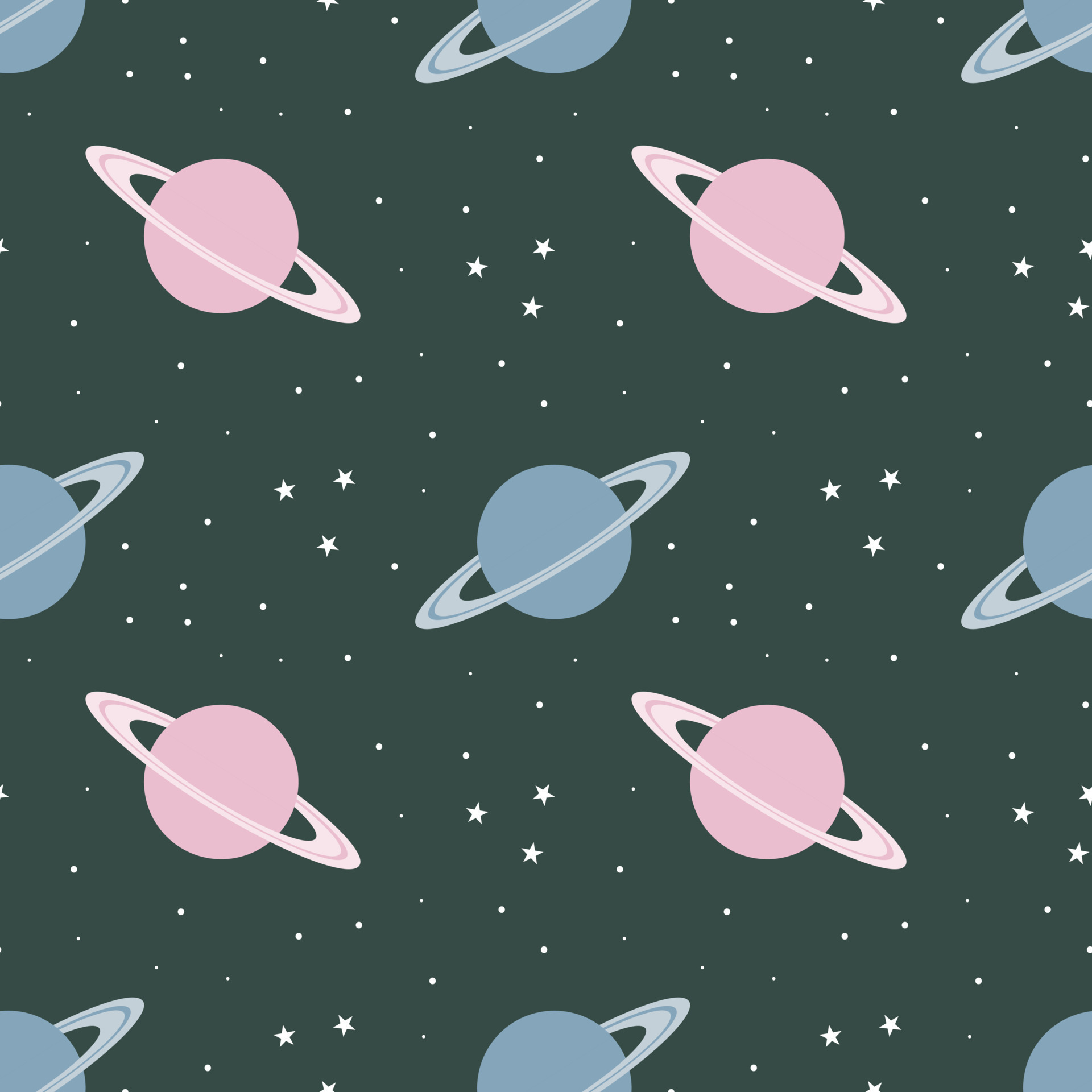 Seamless pattern, cartoon planets in doodle style. Children's print ...
