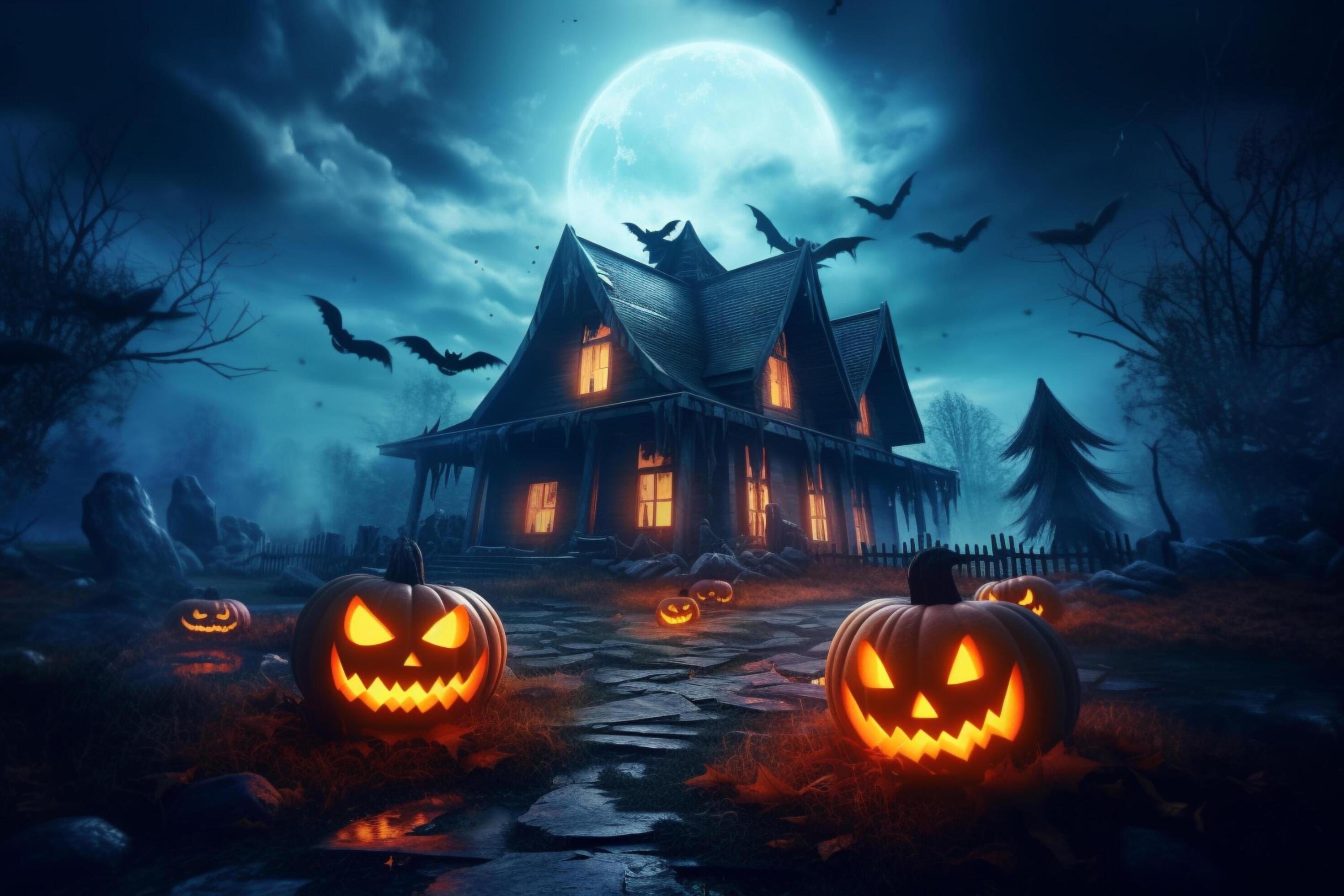 Haunted house on halloween celebration concept. Spooky house halloween ...