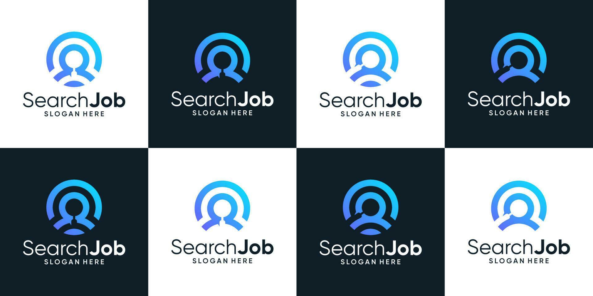 Collection of job search logo design with magnifying glass. Job or employee logo design graphic ...