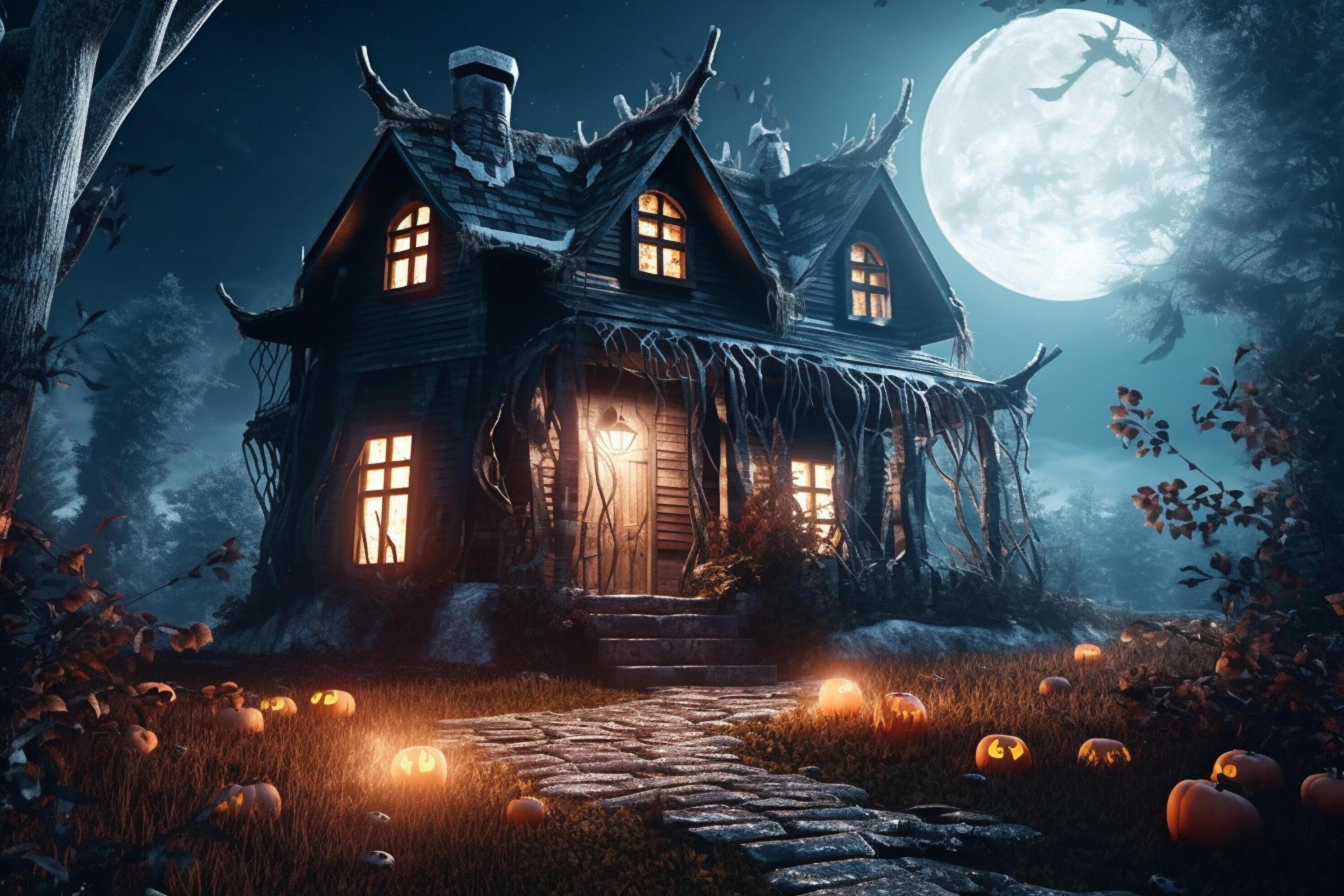 Haunted house on halloween celebration concept. Spooky house halloween ...