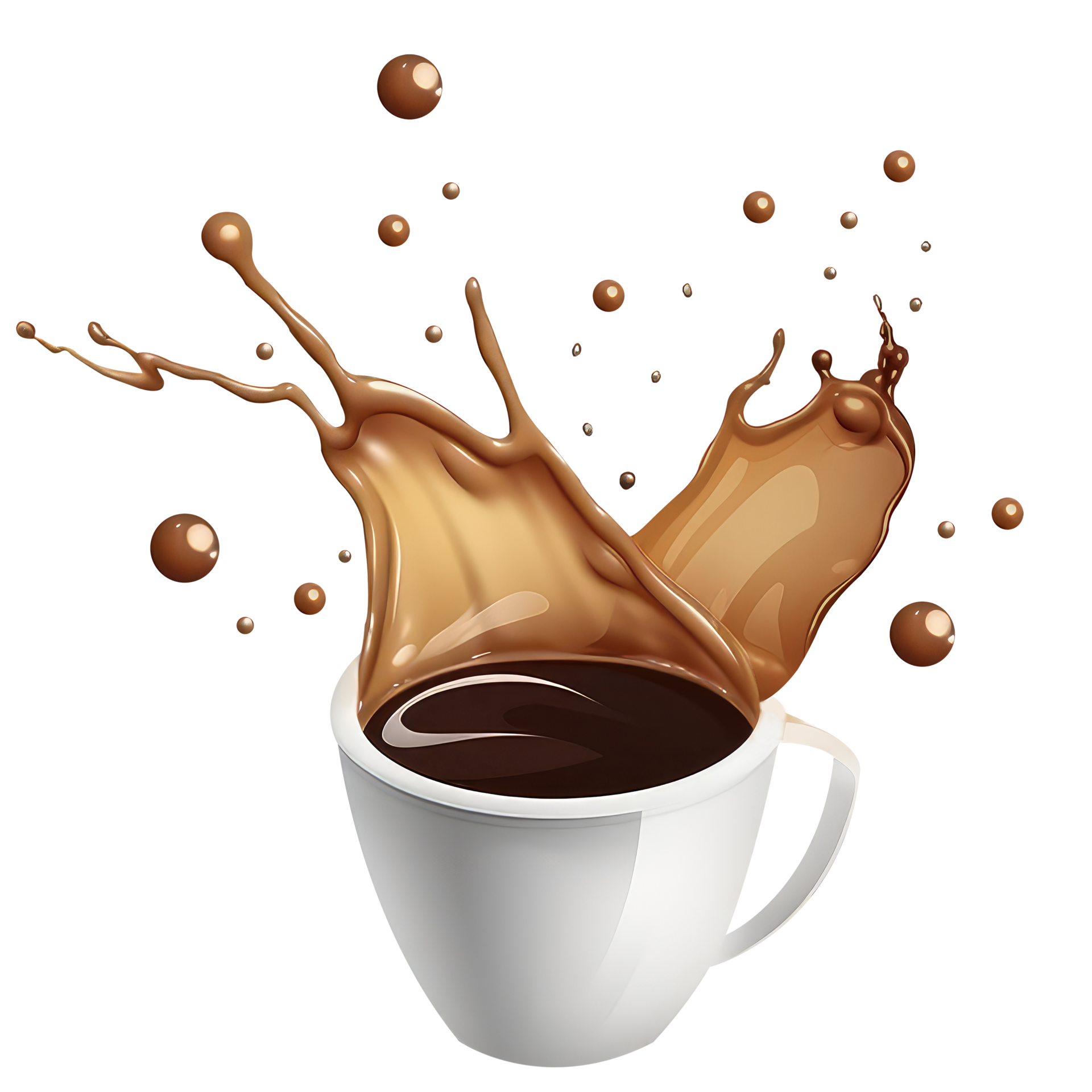 Splashing Tea or Coffee from White Cup 3D Icon. 24062653 PNG Splashing Tea or Coffee from White Cup 3D Icon. 24062653 PNG