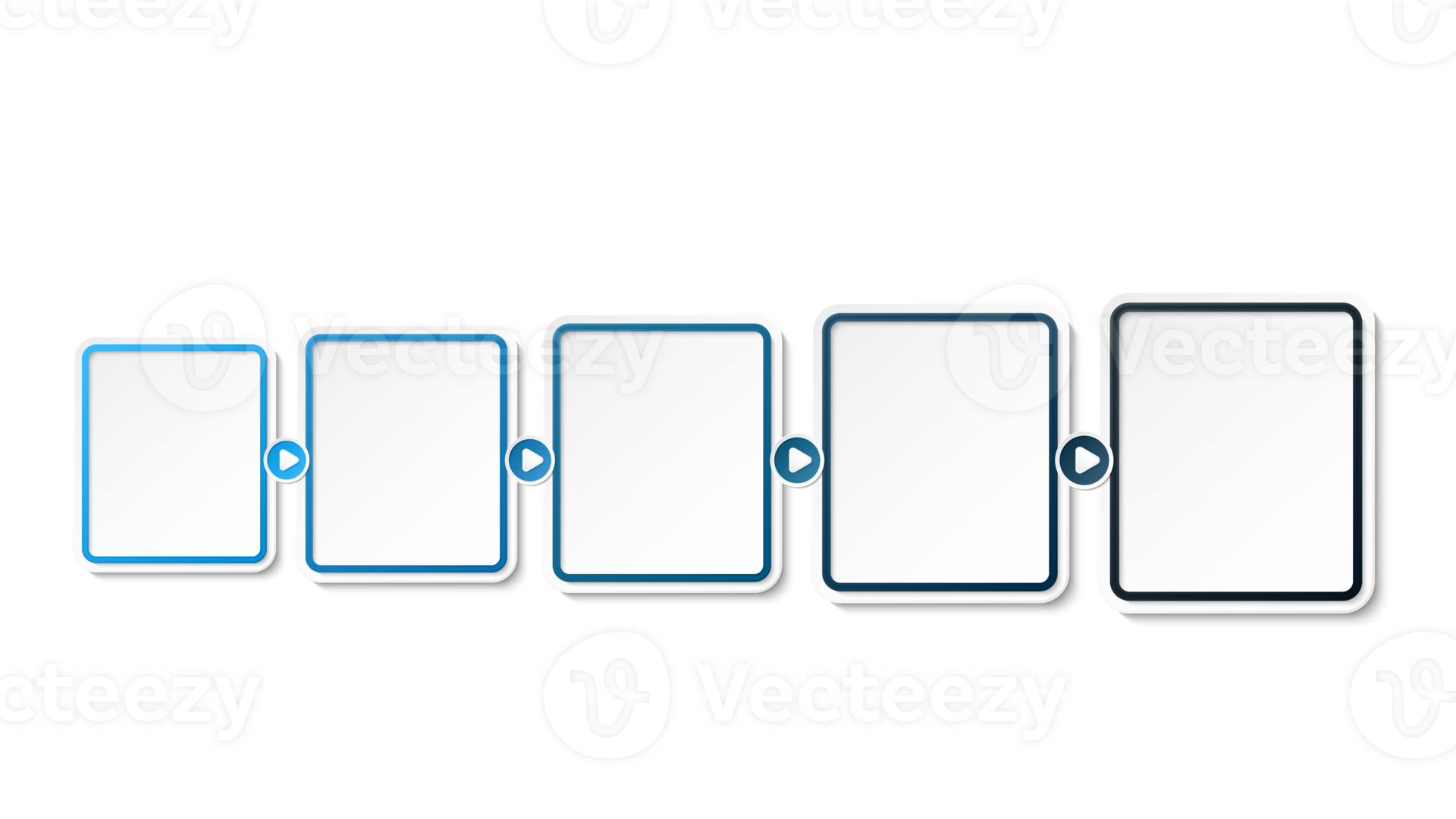 Horizontal timeline or flowchart with five square elements and space ... Horizontal timeline or flowchart with five square elements and space ...