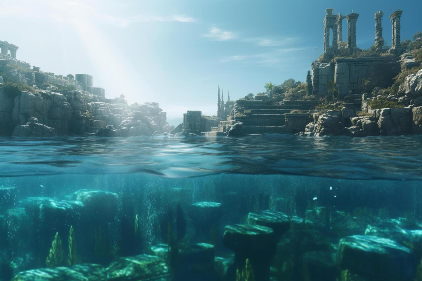 The Mystical Sunken City A Half-Submerged View of Atlantis in Crystal ... The Mystical Sunken City A Half-Submerged View of Atlantis in Crystal ...