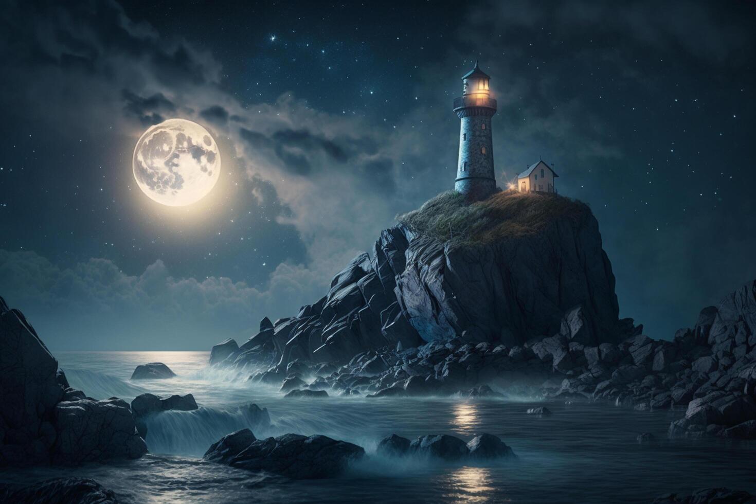 Lighthouses At Night Hd