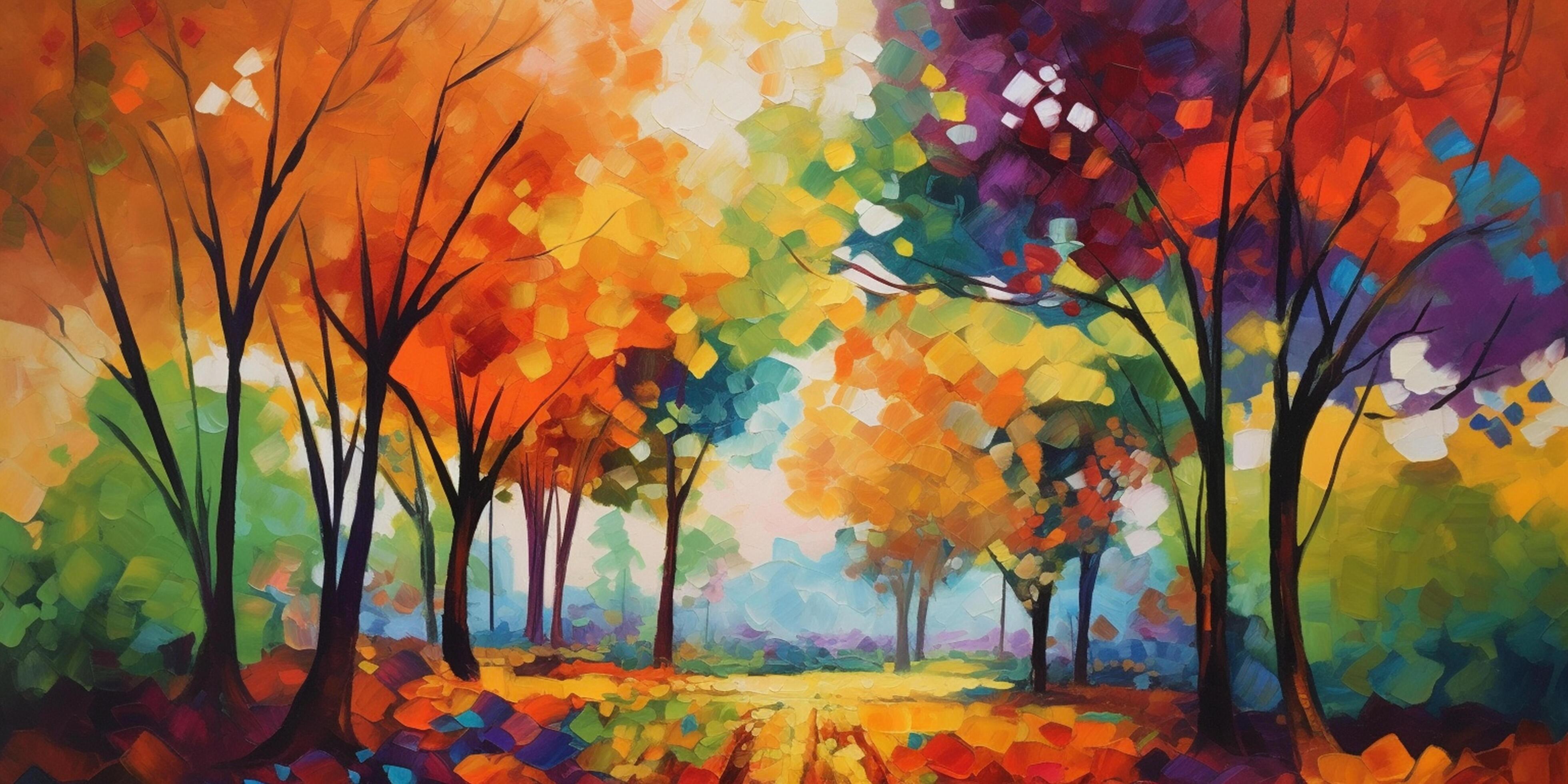Autumn Trees In Bold Warm Colors Using Palette Knife Painting Technique autumn-trees-in-bold-warm-colors-using-palette-knife-painting-technique