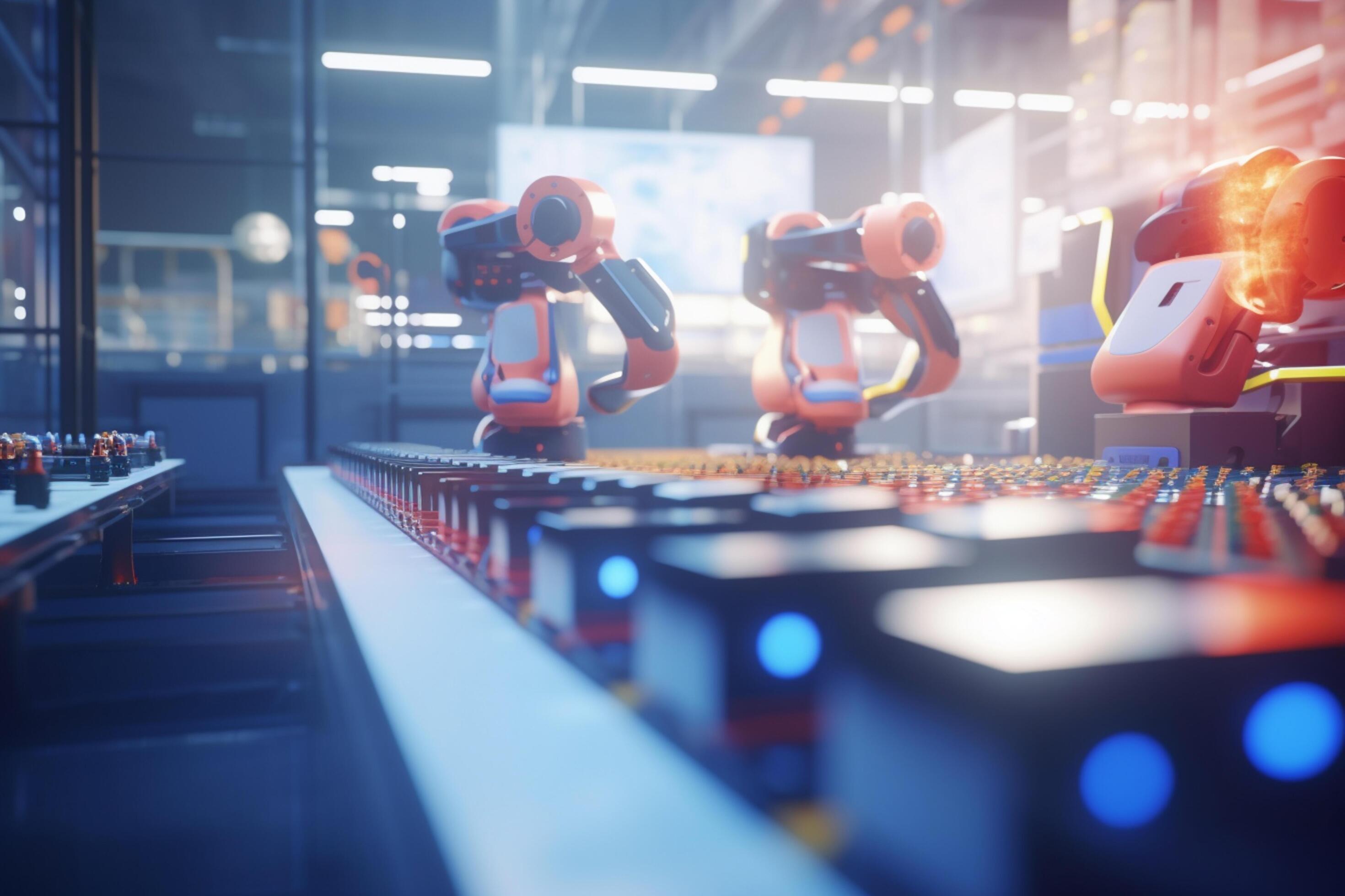 Automated Manufacturing with AI-Powered Robots in a Factory 24069773 Stock Photo at Vecteezy