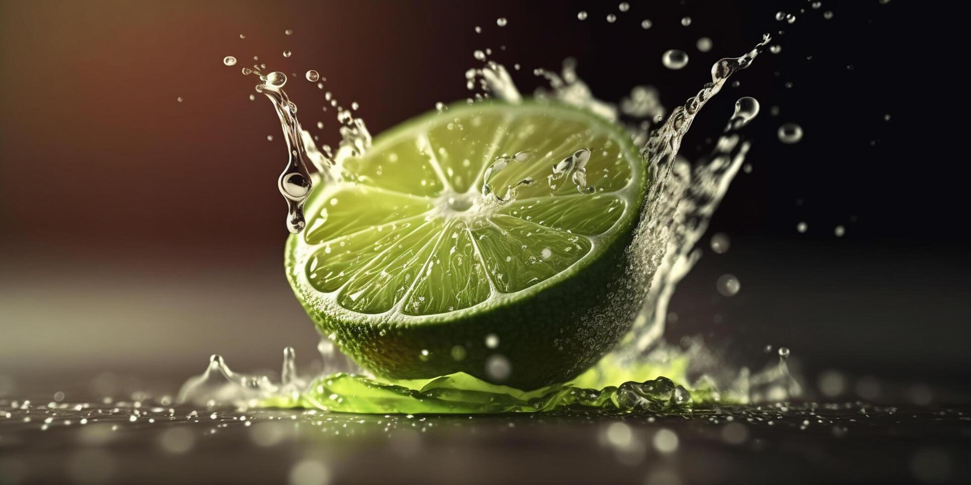 Refreshing lime water splash with bokeh effect, AI illustration 24070457 Stock Photo at Vecteezy
