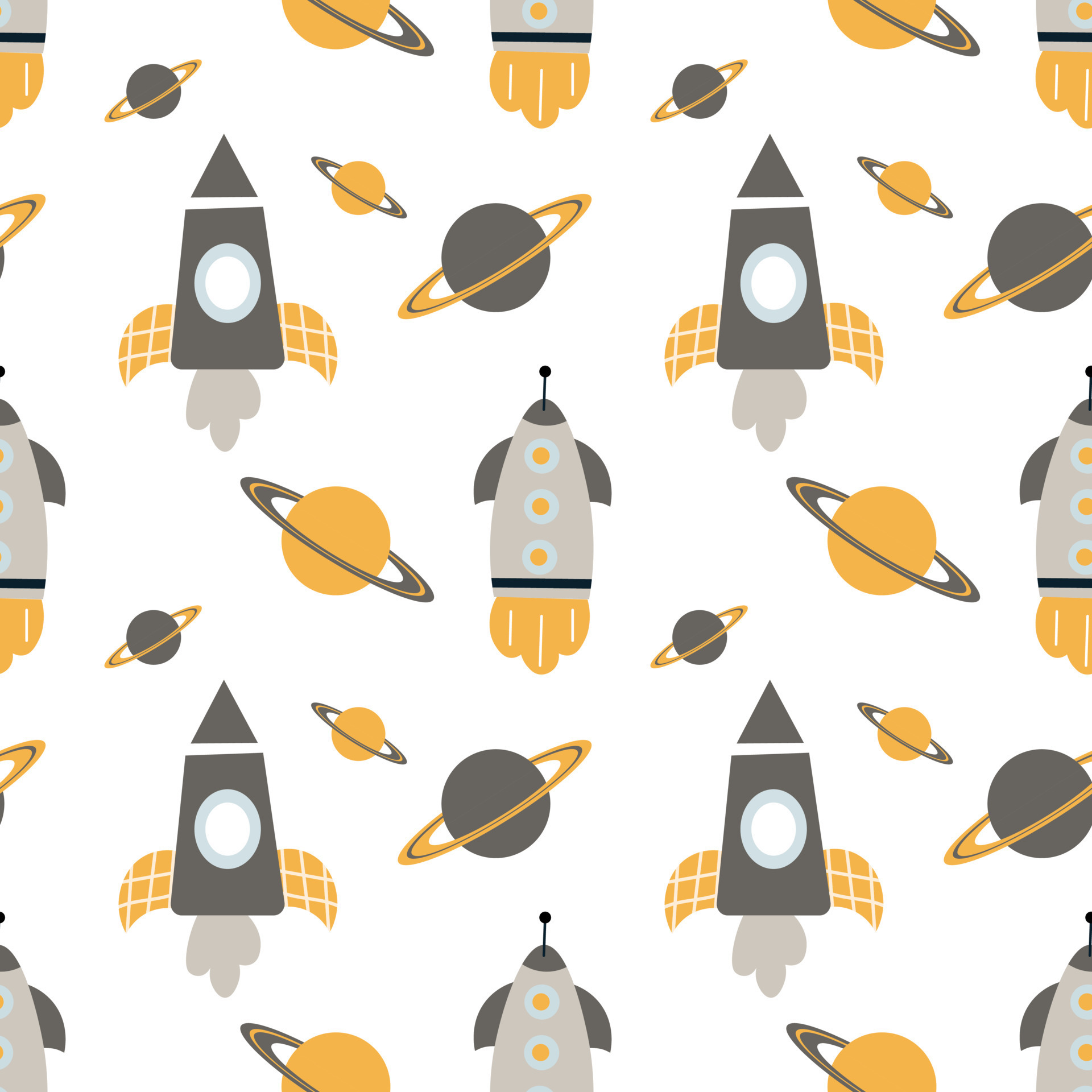 Seamless pattern, cartoon planets in doodle style. Children's print ...
