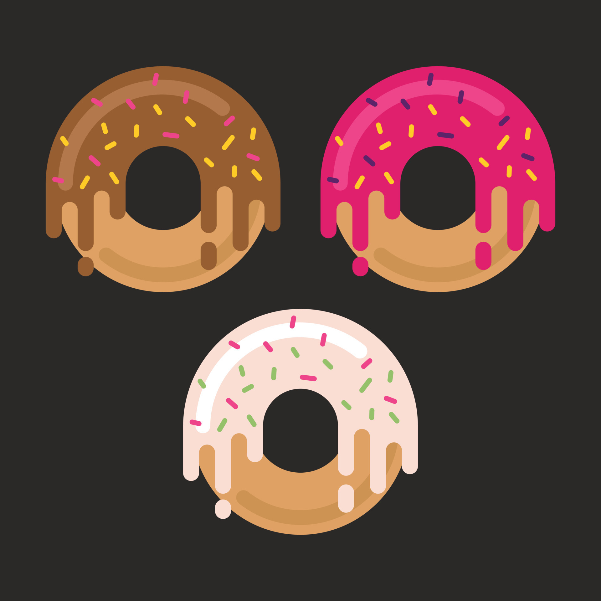Three Donuts Clip Art, Isolated Background. 24078032 Vector Art at Vecteezy