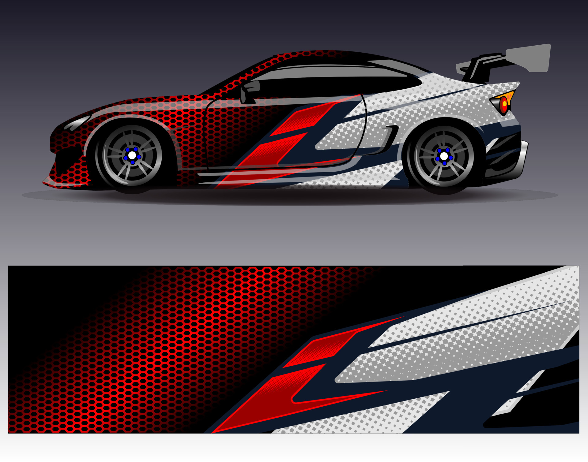 Car Wrap Design Vector. Graphic Abstract Stripe Racing Background Kit