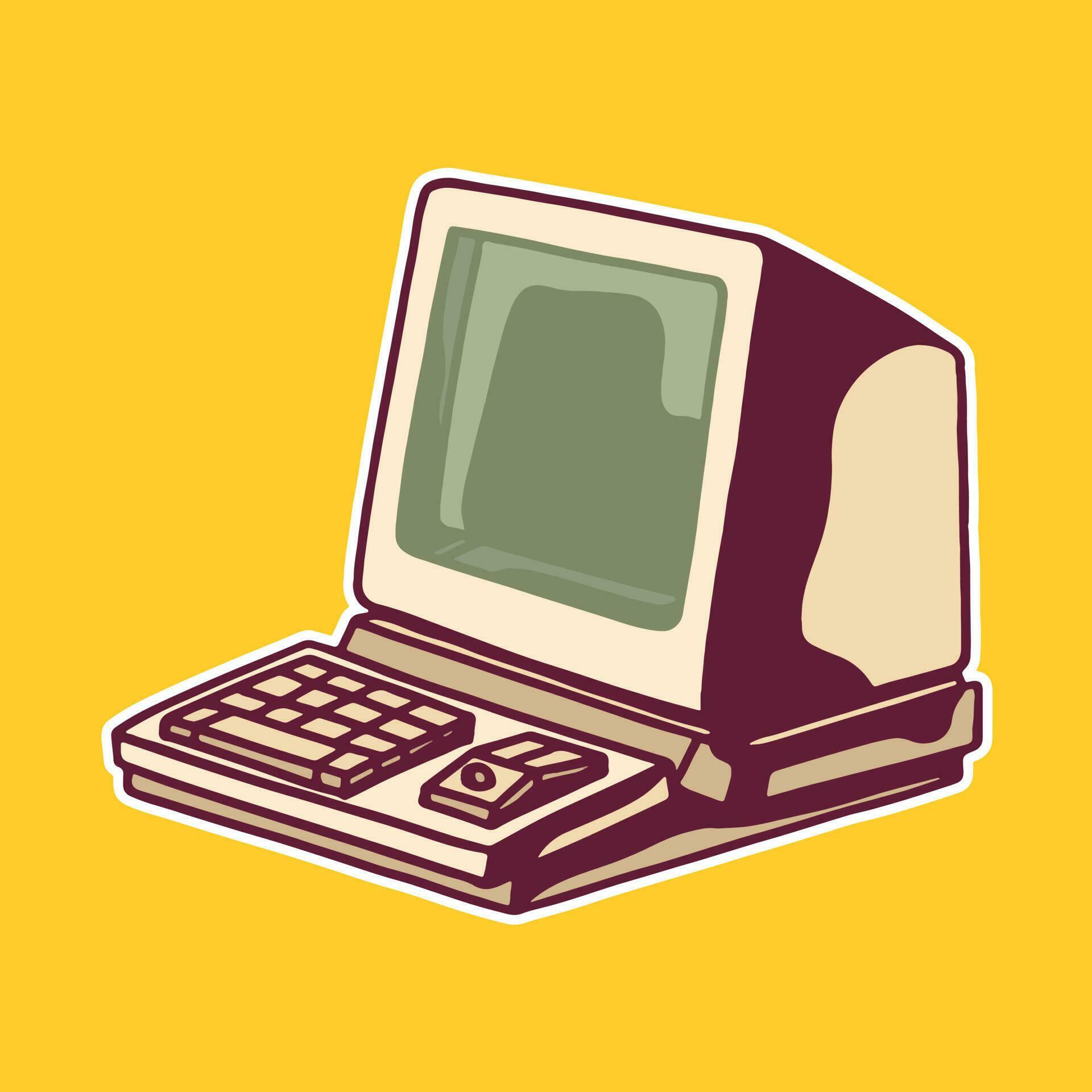 Vintage Computer Vector Art, Illustration and Graphic 24081487 Vector ...