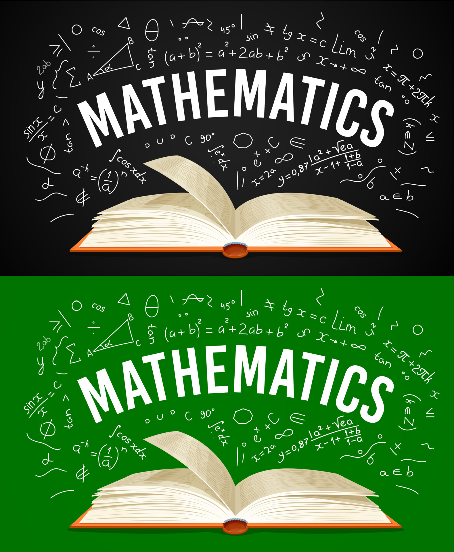 Math Textbook With Formulas On School Blackboard 24081638 Vector Art At