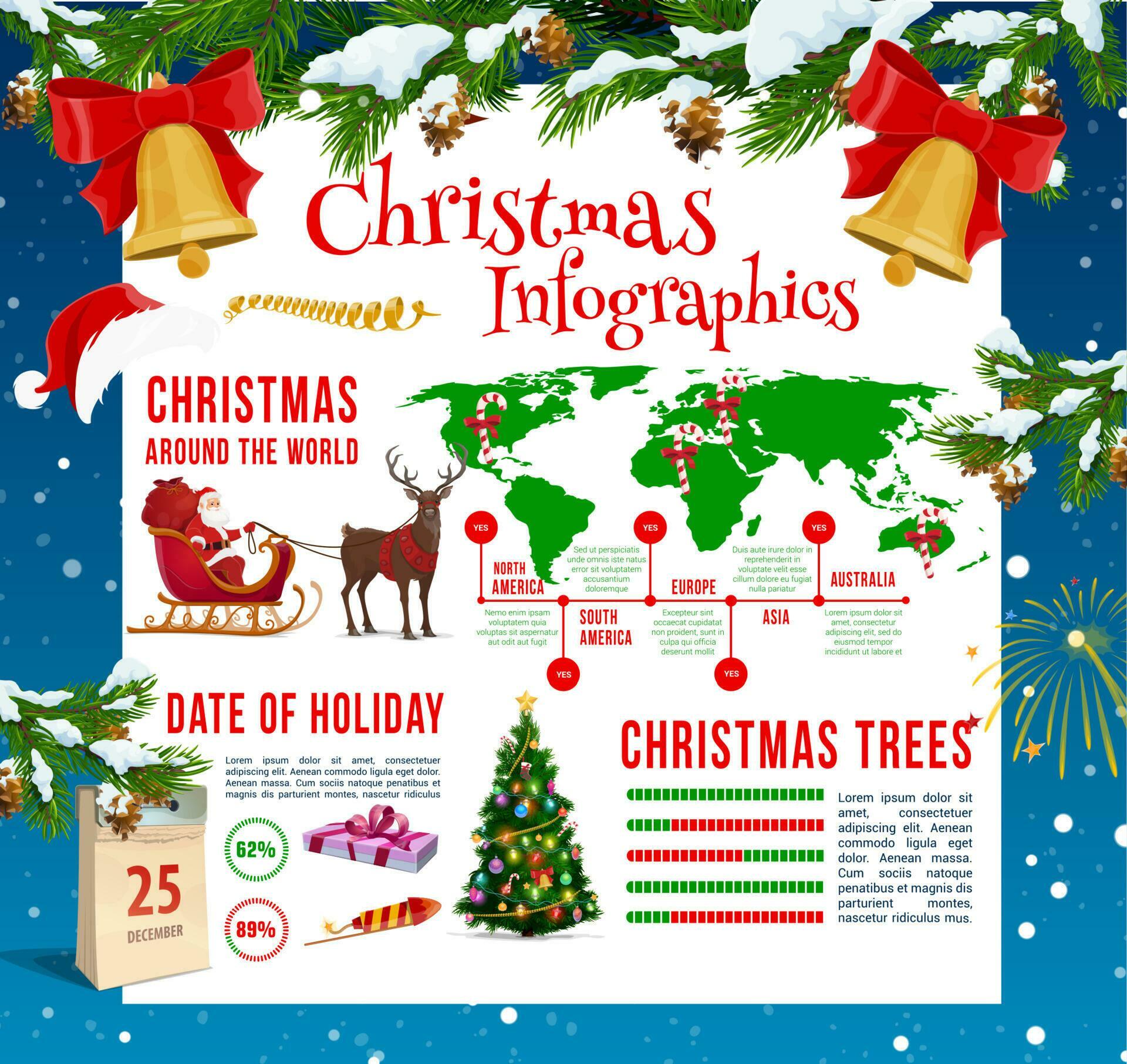 Christmas infographics, Xmas gift and Santa graphs 24081753 Vector Art ...