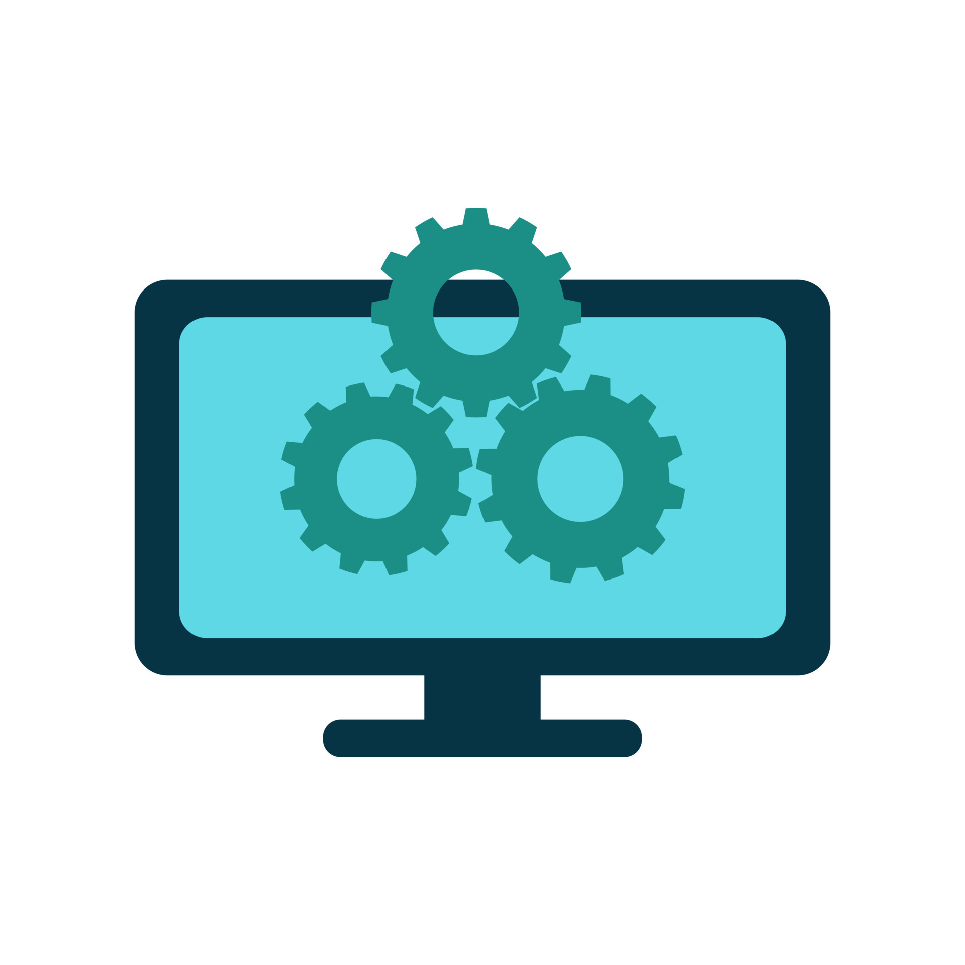 Technical support icon. Computer service. Gears on screen laptop ... Technical support icon. Computer service. Gears on screen laptop ...