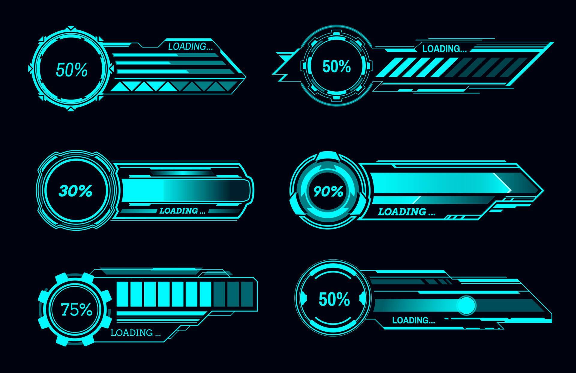 HUD loading bars, SCI FI digital user interface 24082525 Vector Art at ...