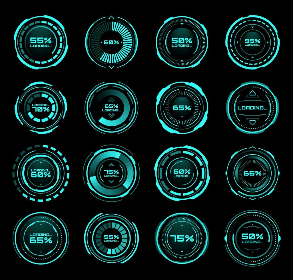 HUD loading bars, digital process status interface 24082612 Vector Art at Vecteezy