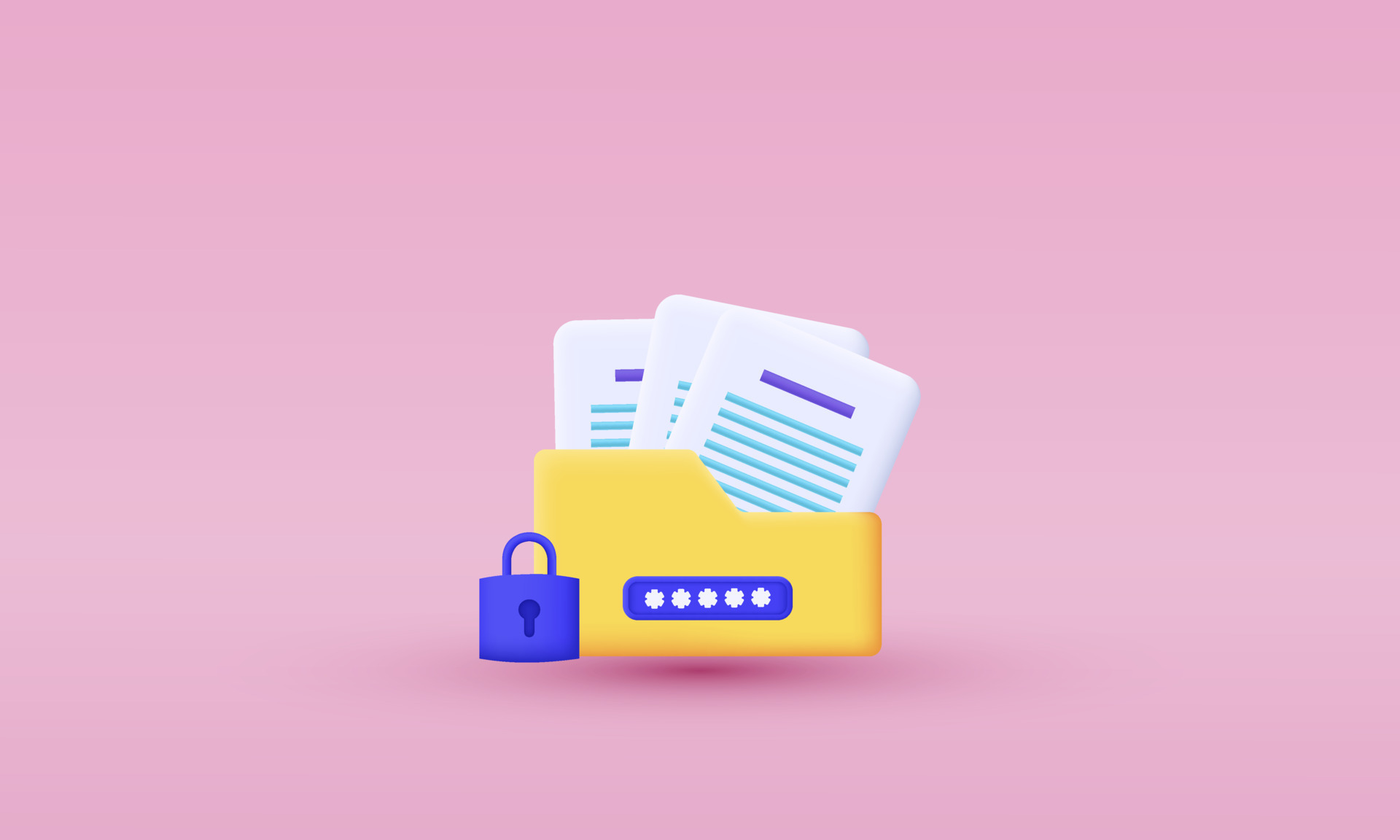 Illustration Creative 3d Icon Folder File Data Protection Safe