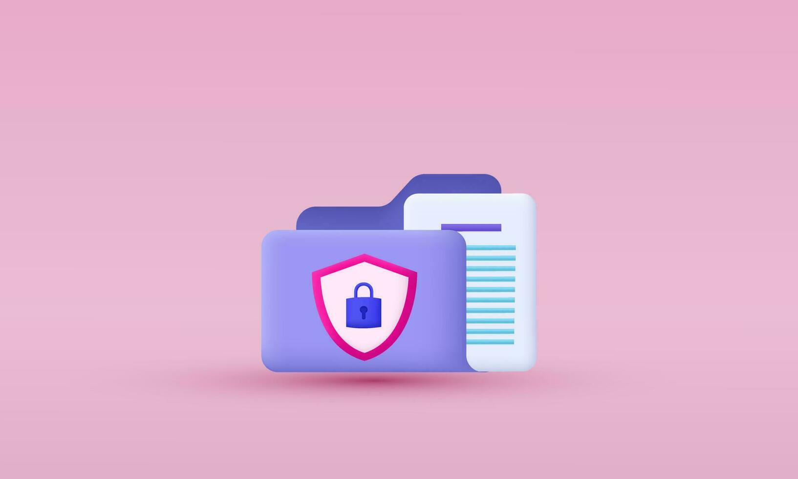 Illustration Creative 3d Vector Icon Secure Confidential Files Folder Paper Concept Symbols