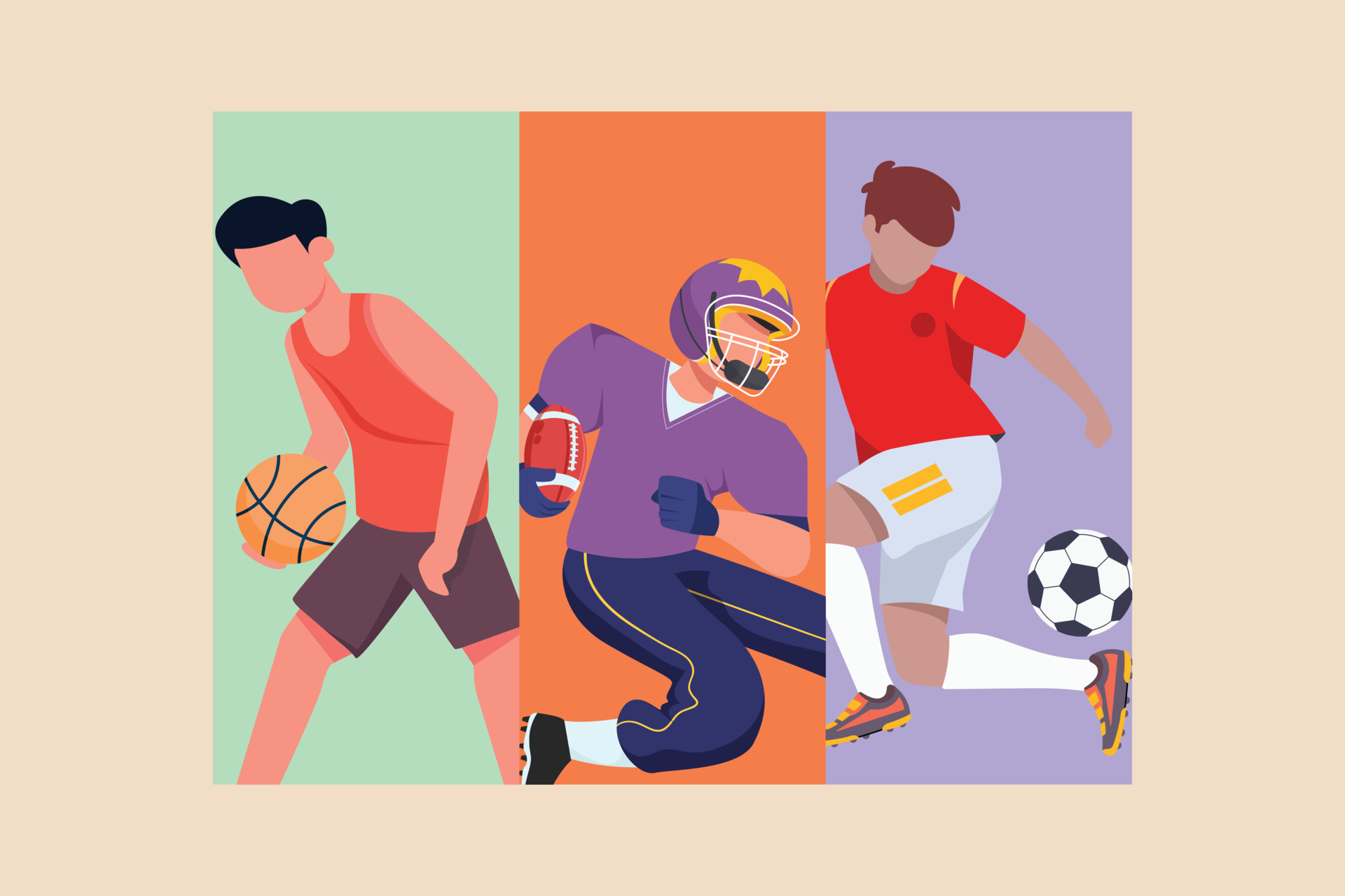 Deportes diversidad. diversidad en collage concepto. de colores plano ...