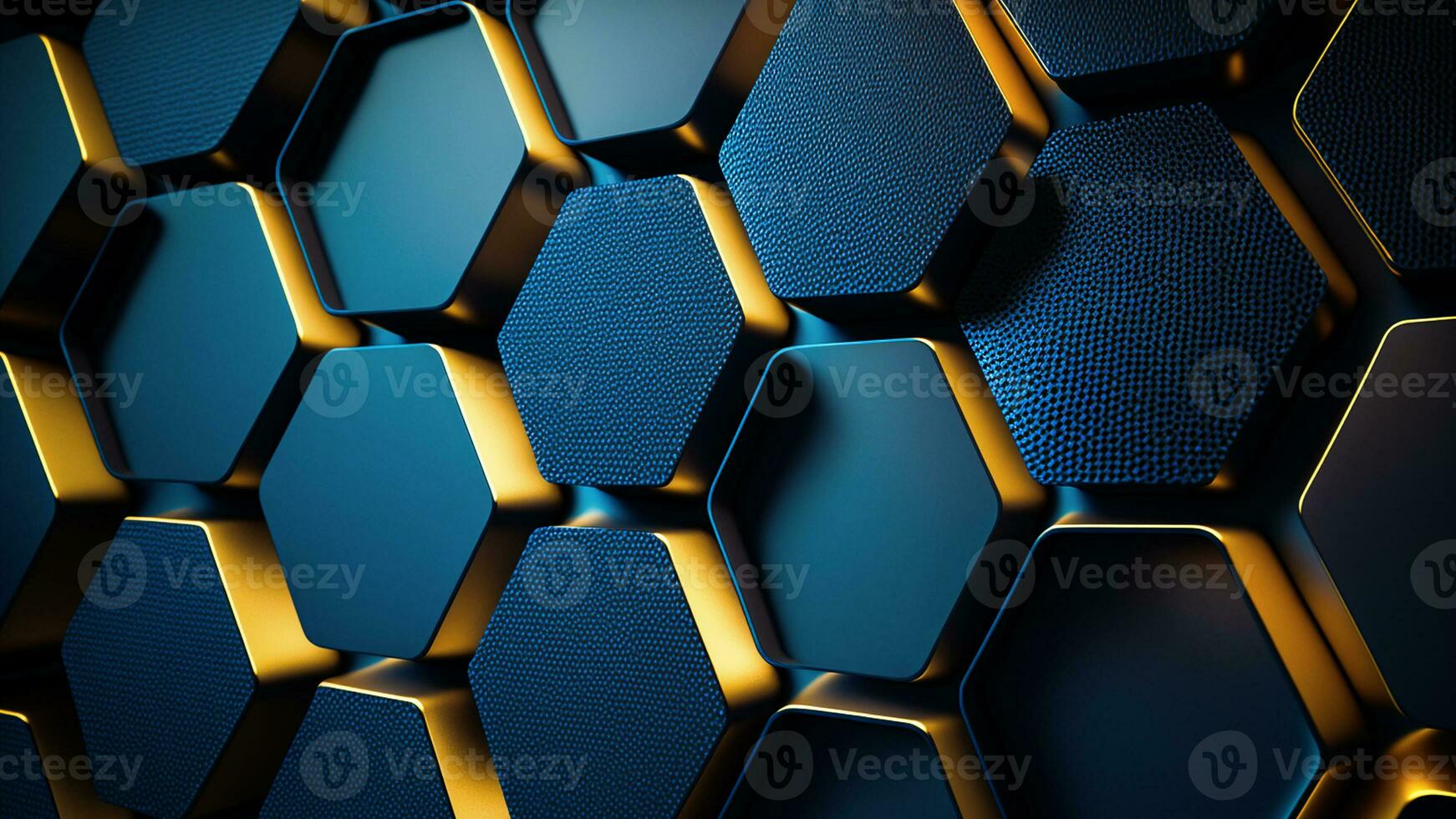 Blue And Golden Abstract Hexagon Pattern Background. 3D Render. 24084664 Stock Photo at Vecteezy